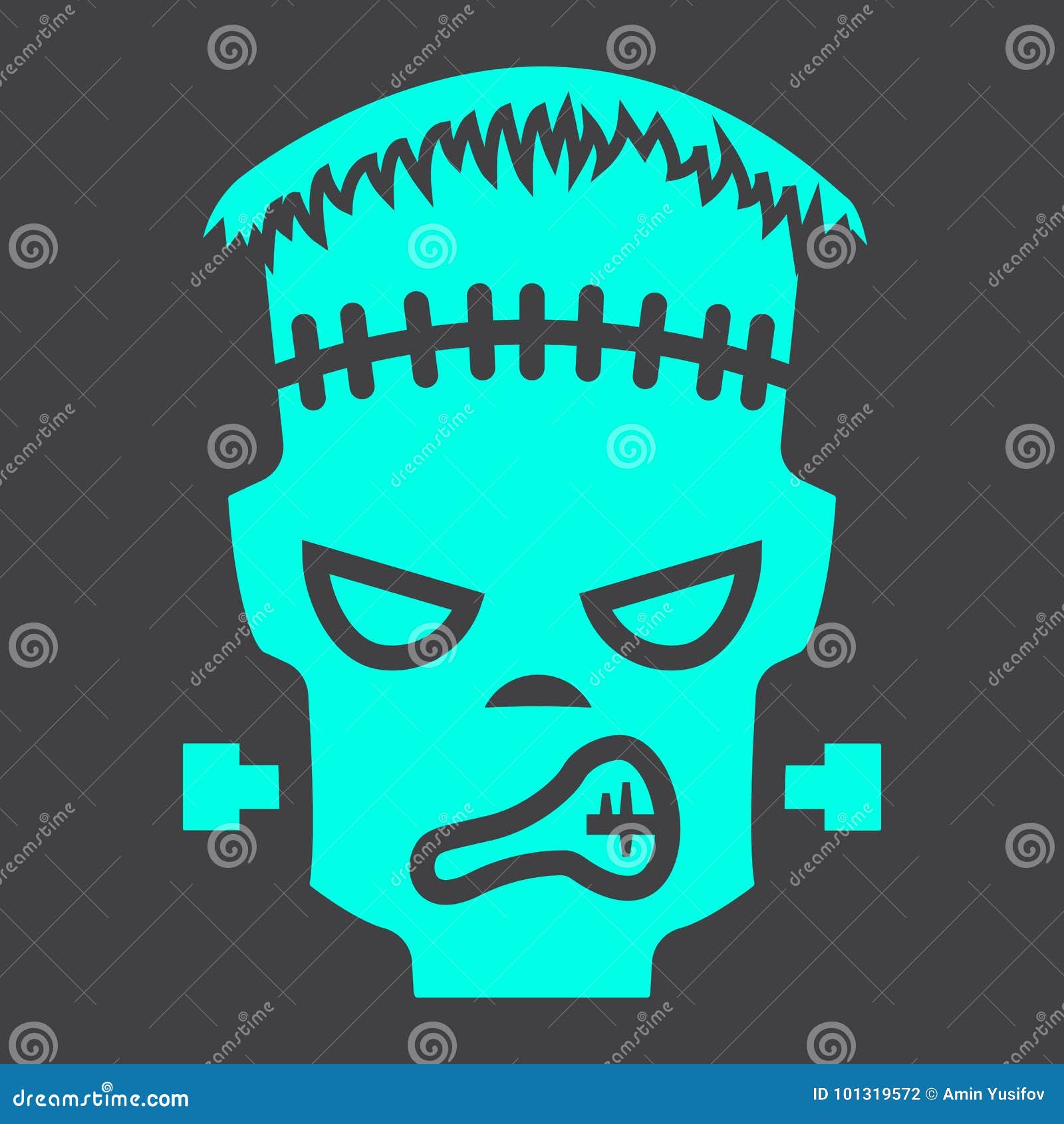 Frankenstein Glyph Pictogram, Halloween En Eng Vector Illustratie ...