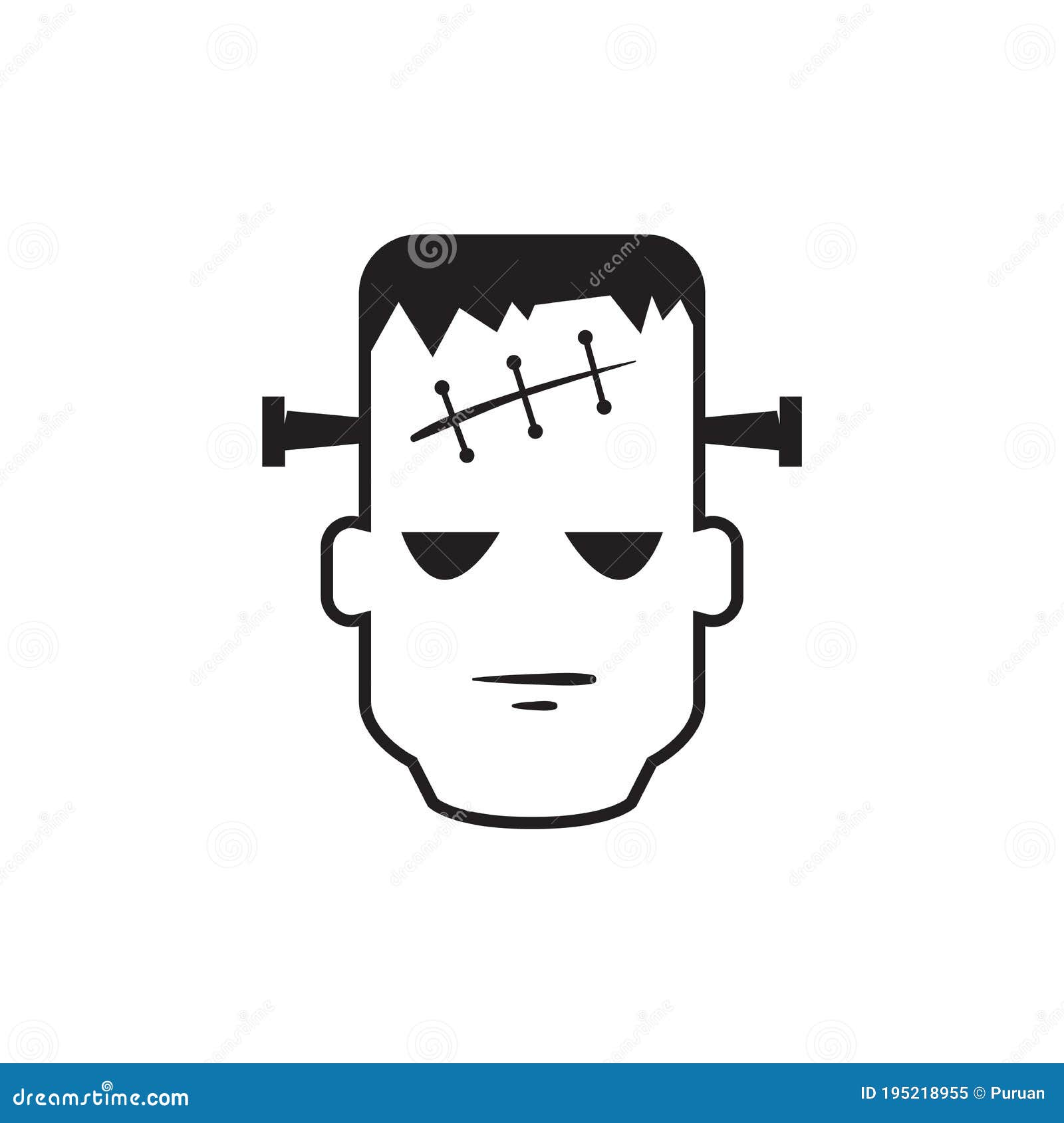 Frankenstein Head Icon in Black and White. Stock Vector - Illustration ...