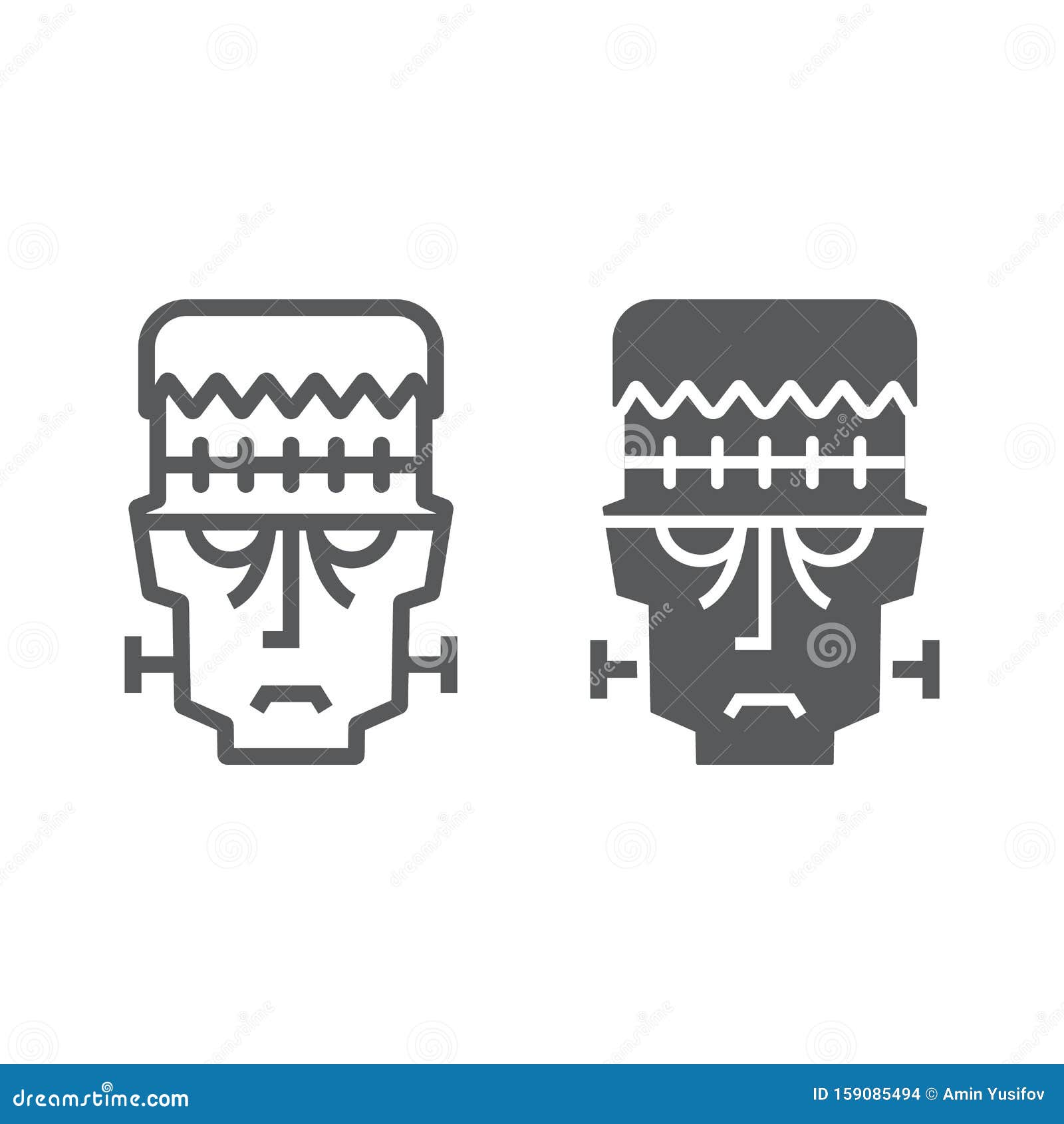 Frankenstein Line and Glyph Icon, Halloween and Monster, Zombie Sign ...