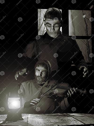 Frankenstein Monster and Blind Man Stock Illustration - Illustration of ...