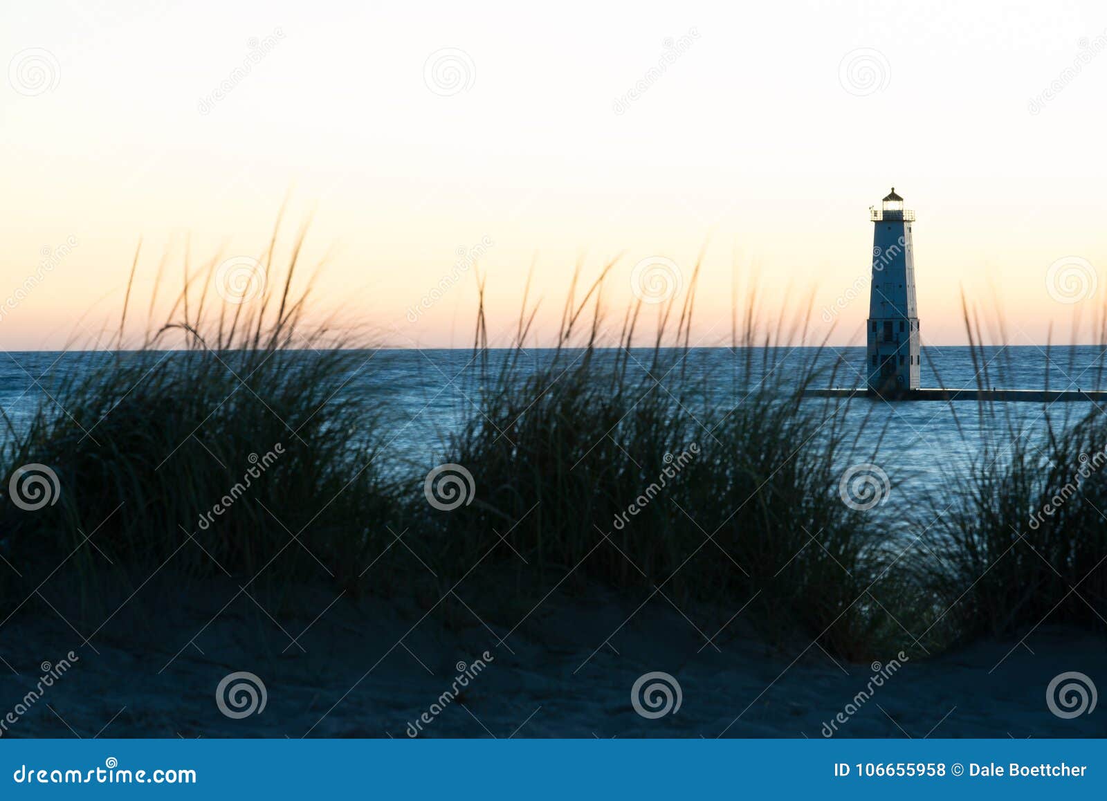 Frankfort Lighthouse Michigan Stock Photo - Image of drone, waves ...