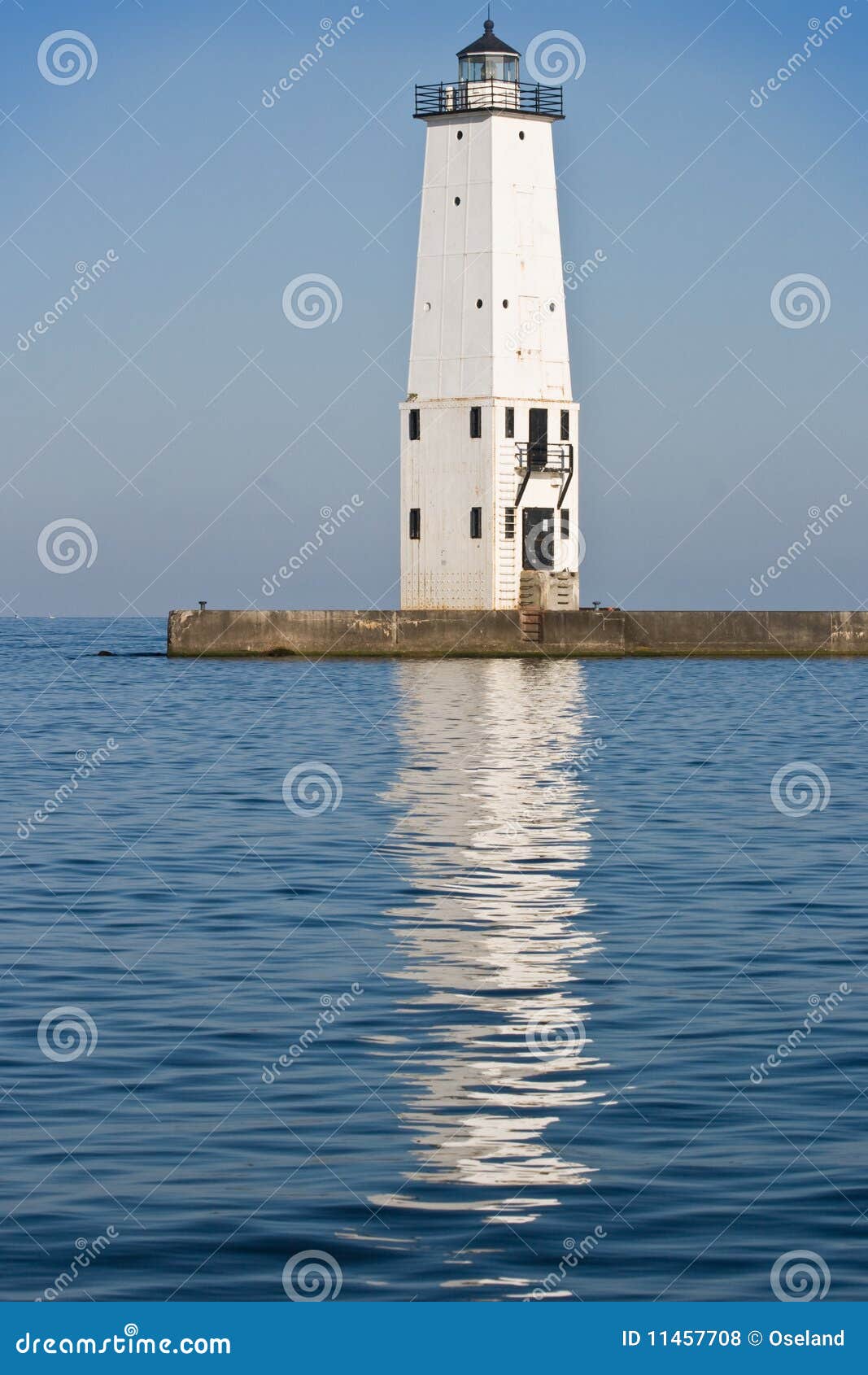 Frankfort Lighthouse in the Morning Stock Photo - Image of reflection ...