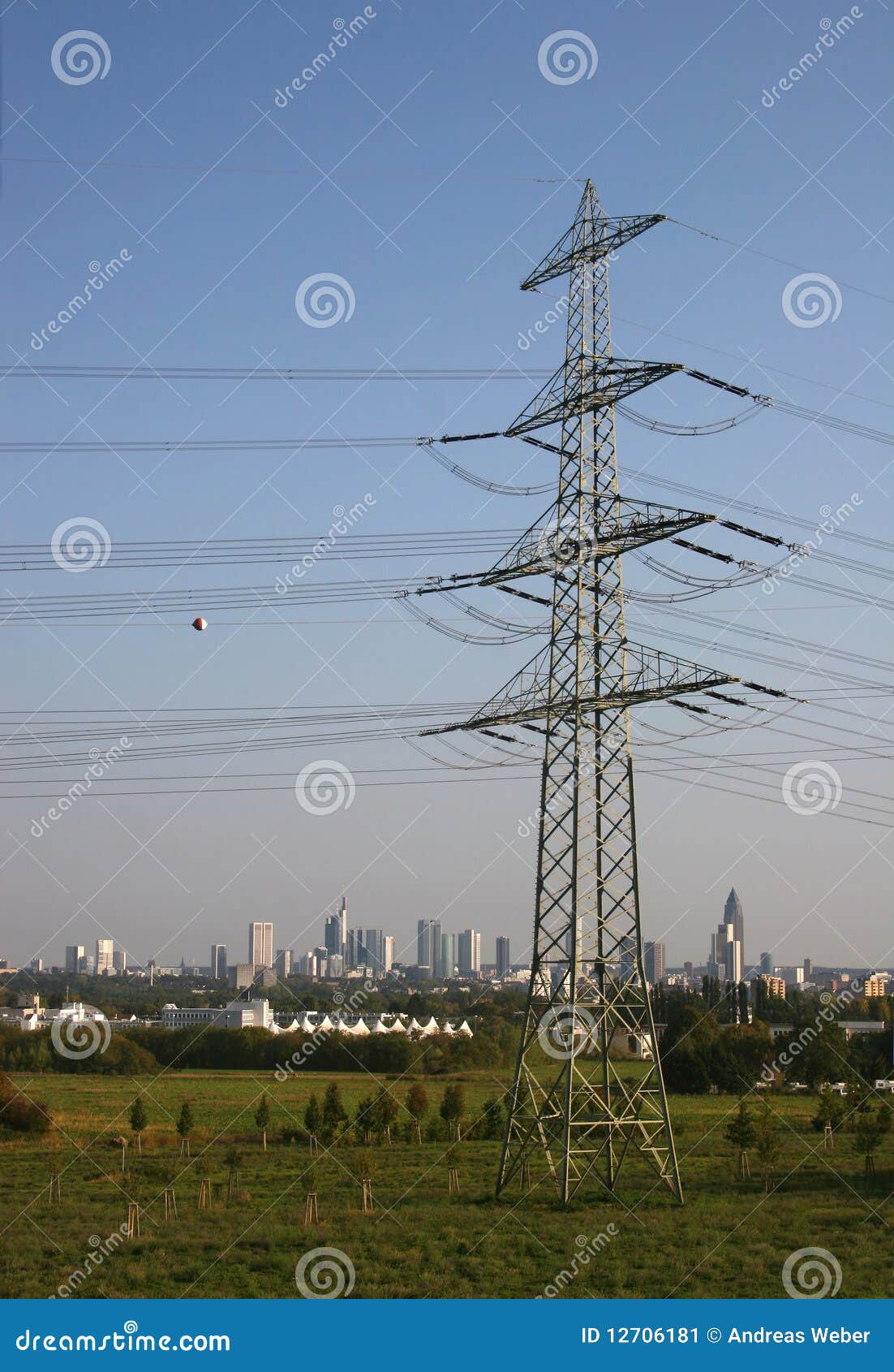 Frankfurt Behind a Power Line Stock Image - Image of outdoor, hessen ...