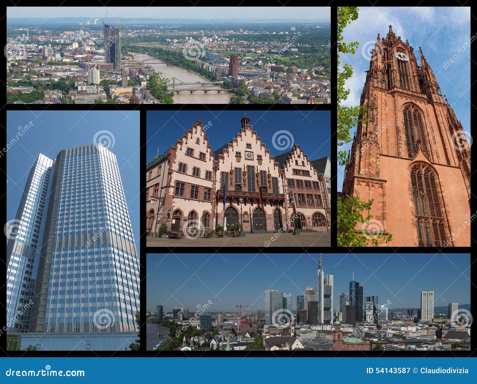 Frankfurt Landmarks Collage Stock Image - Image of central, german ...