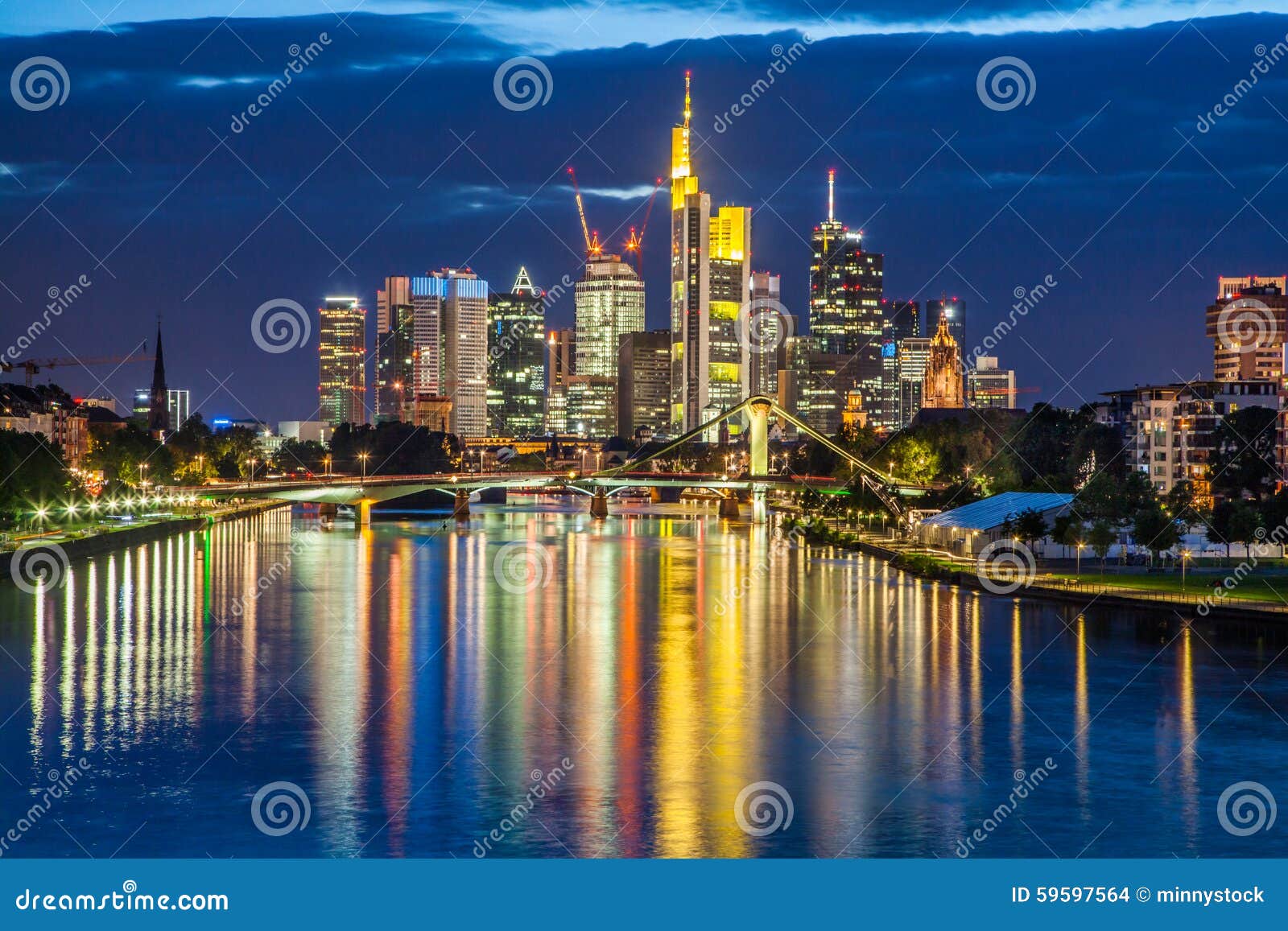 Frankfurt am Main Skyline at Dusk, Germany Stock Photo - Image of ...