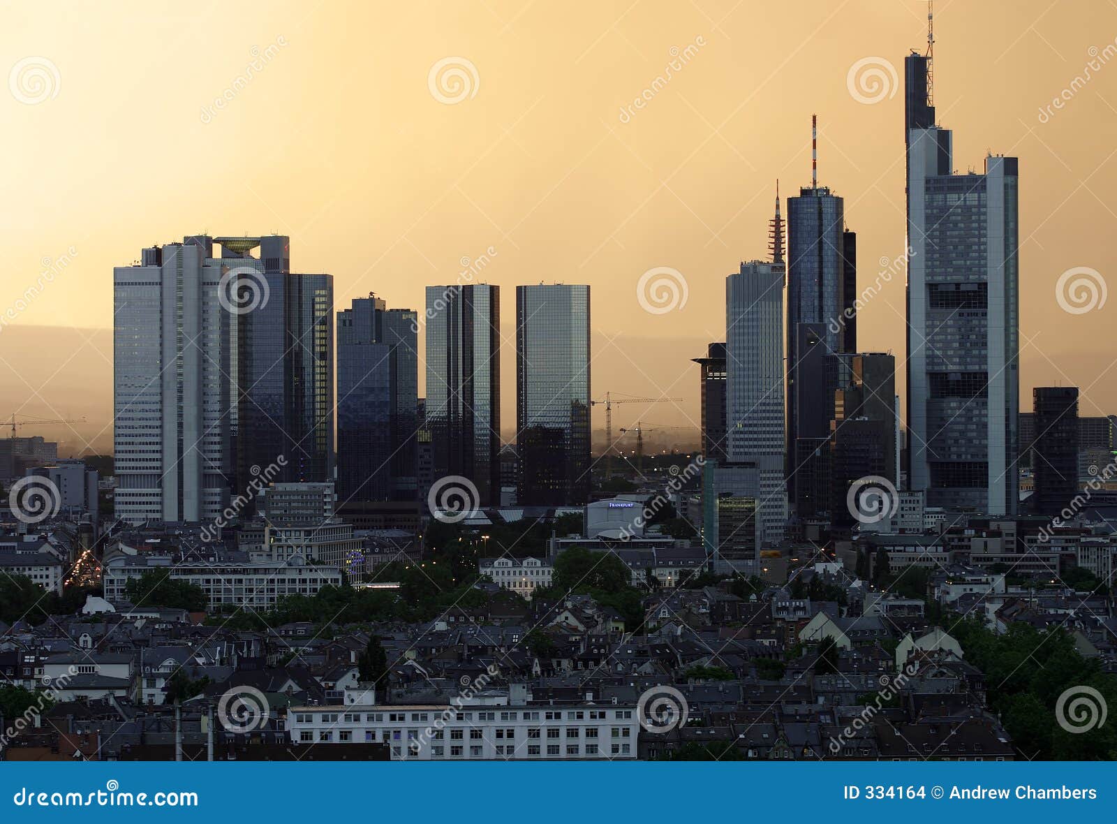 Frankfurt Skyline stock photo. Image of frankfurt, evening - 334164