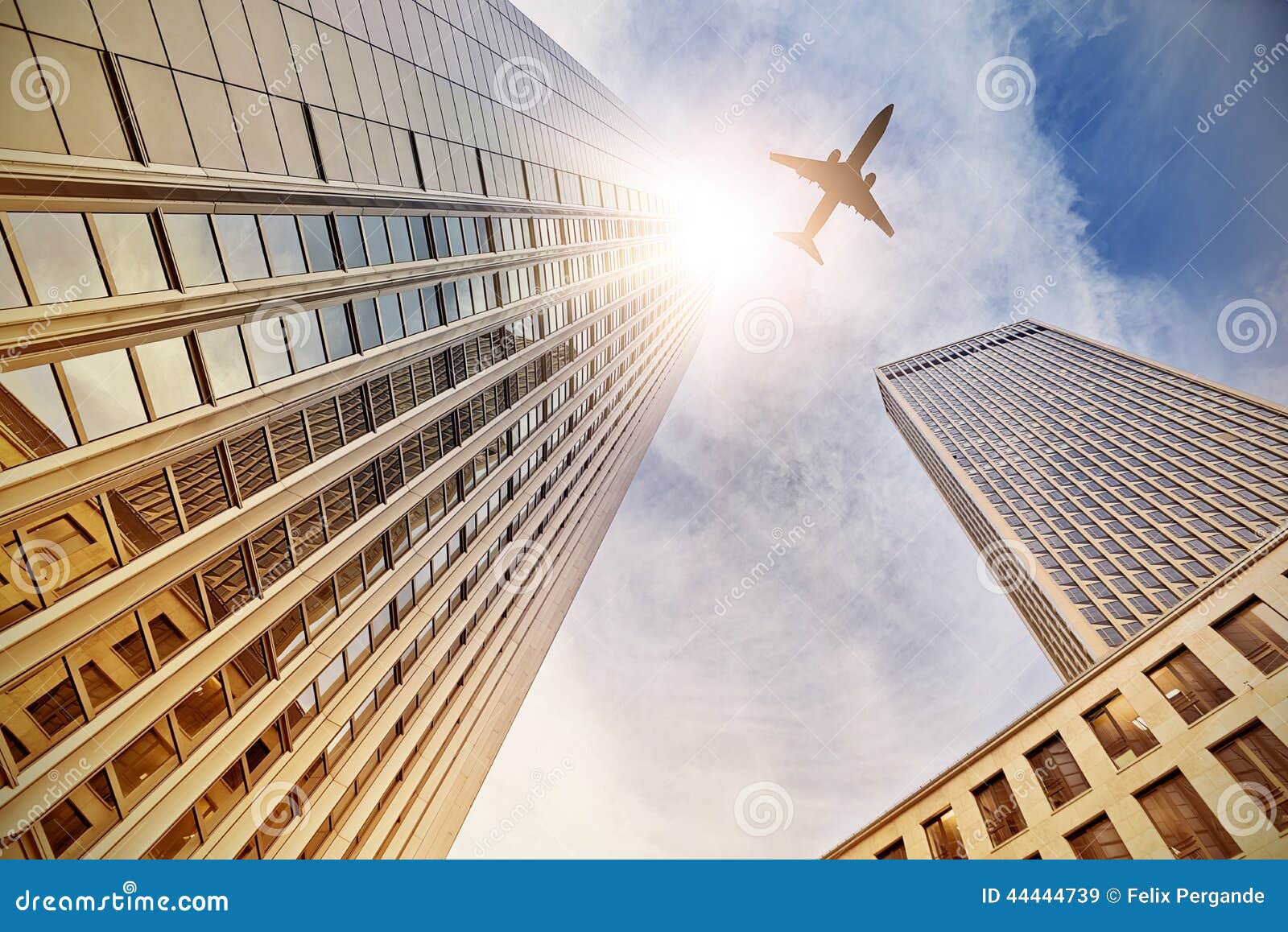 Frankfurt Skyscraper with Plane Stock Image - Image of aircraft ...