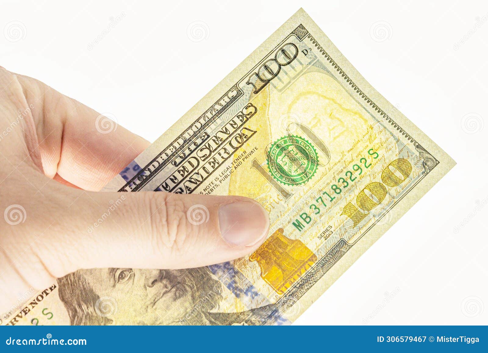 Franklin Watermark on 100 Bill. Authentication of Banknote 100 Dollars ...
