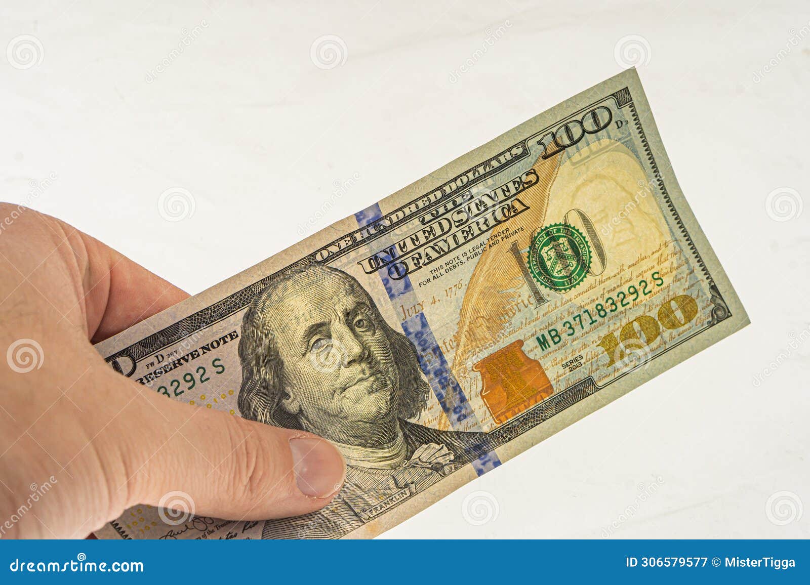 Franklin Watermark on 100 Bill. Authentication of Banknote 100 Dollars ...