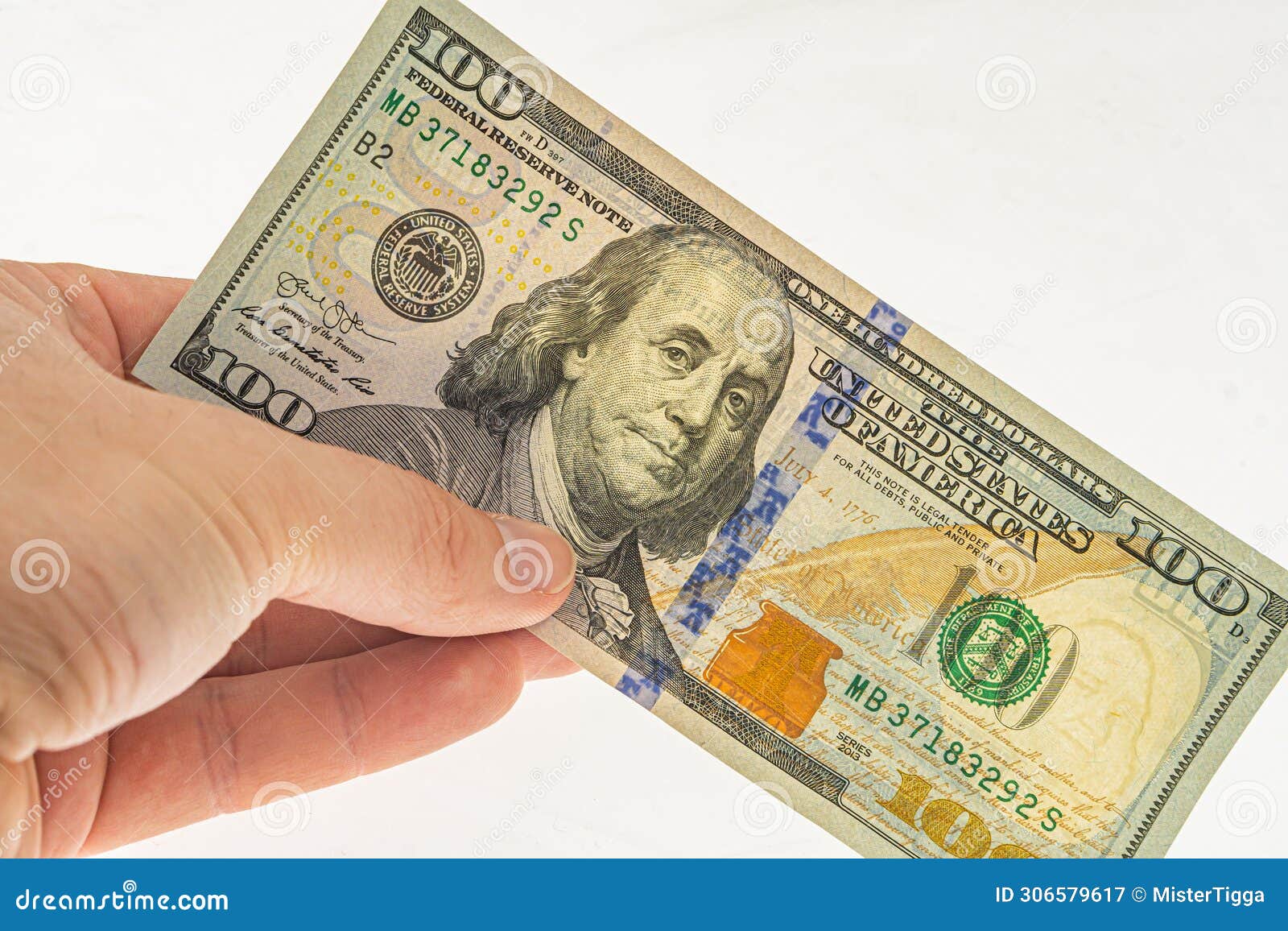Franklin Watermark on 100 Bill. Authentication of Banknote 100 Dollars ...
