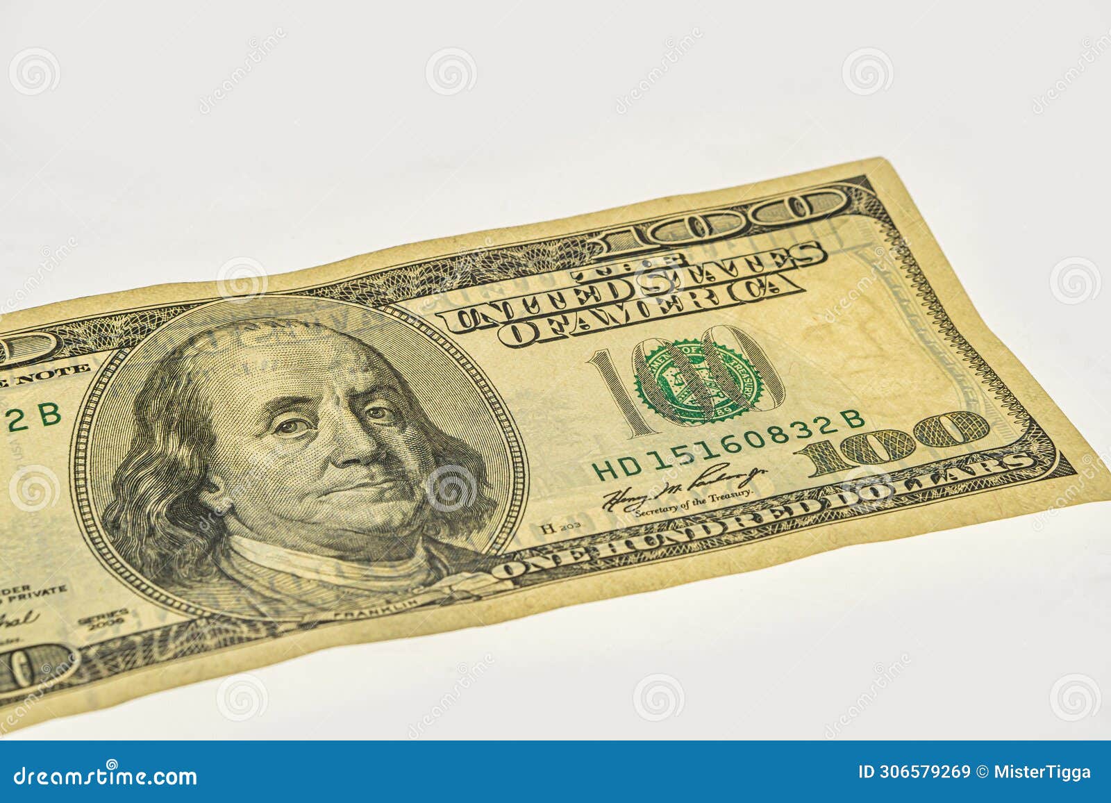 Franklin Watermark on 100 Bill. Fragment of 100 Dollar Banknote with ...