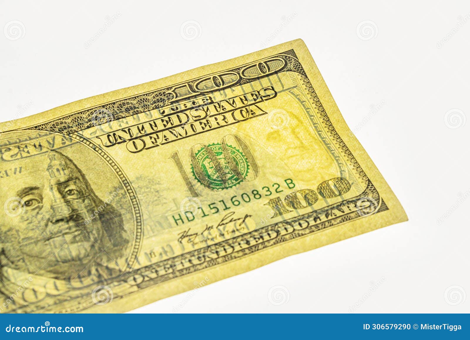 Franklin Watermark on 100 Bill. Fragment of 100 Dollar Banknote with ...