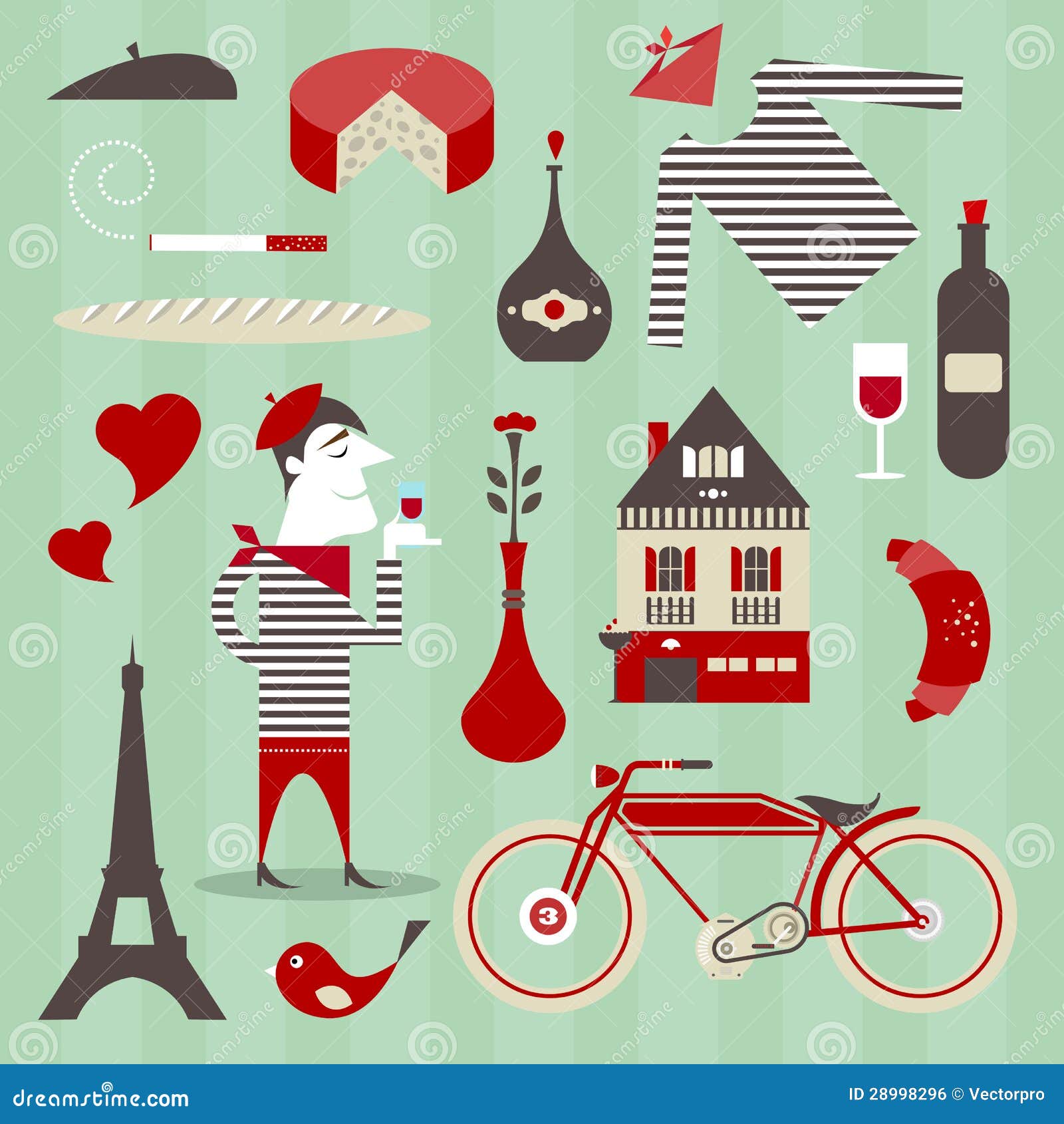Franse pictogrammen vector illustratie. Illustration of fles - 28998296