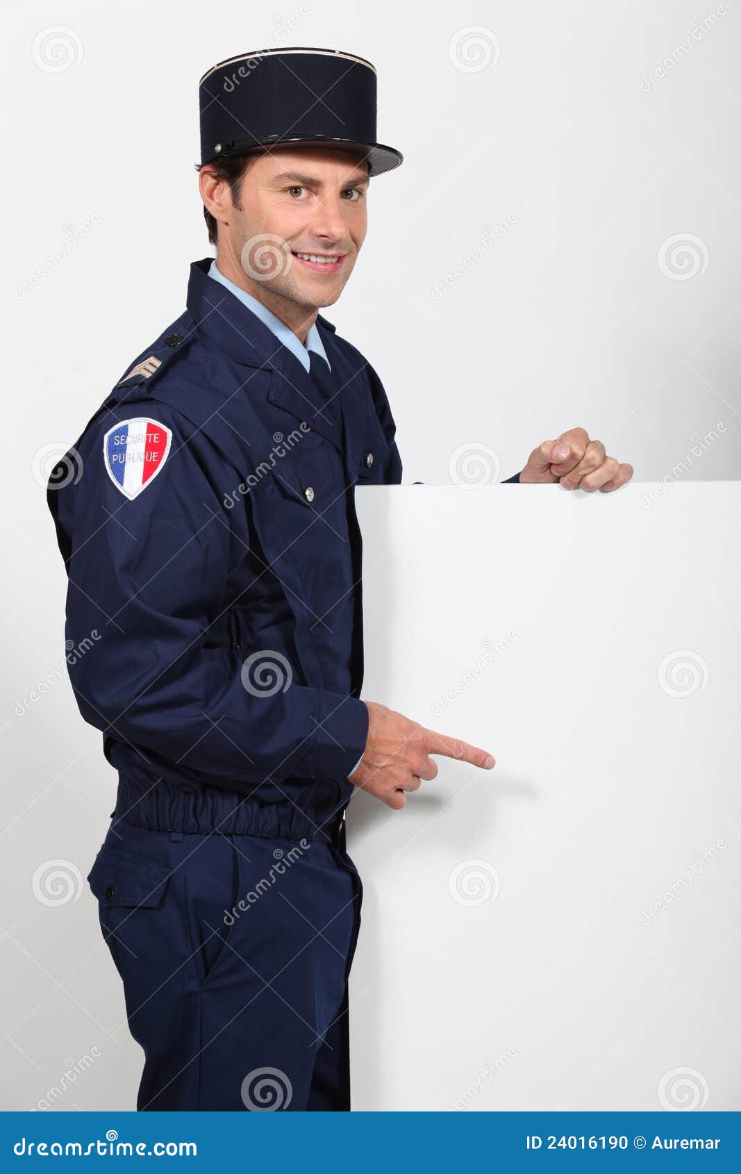 Franse Politieagent Met Affiche Stock Foto - Image of voorzijde ...