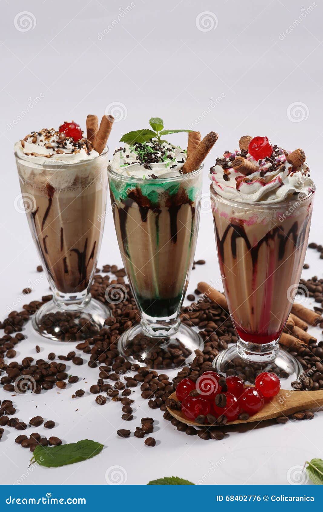 Frappe Coffee with Different Flavours Stock Photo - Image of background ...
