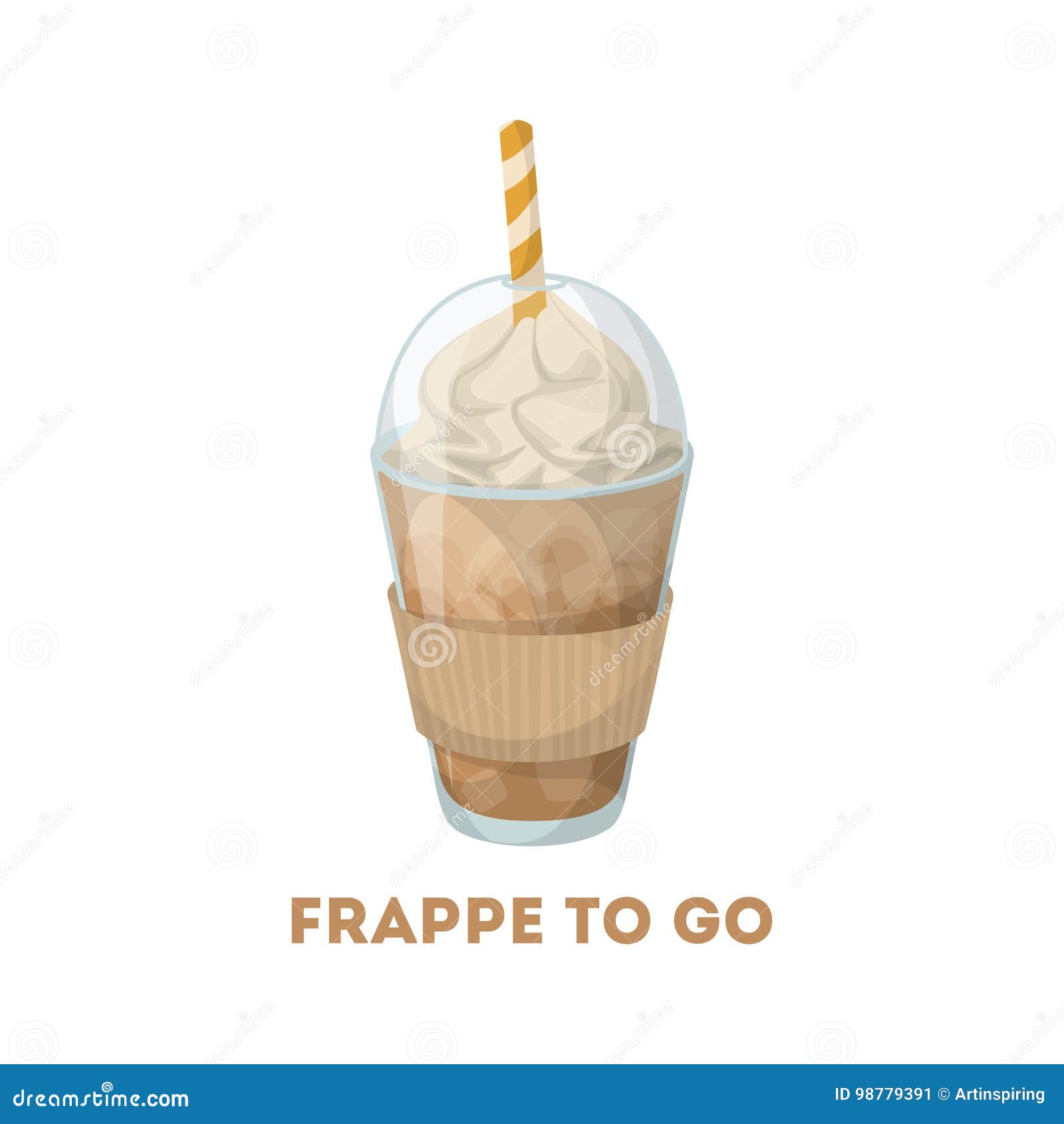 Frappe to go. stock vector. Illustration of glass, espresso - 98779391