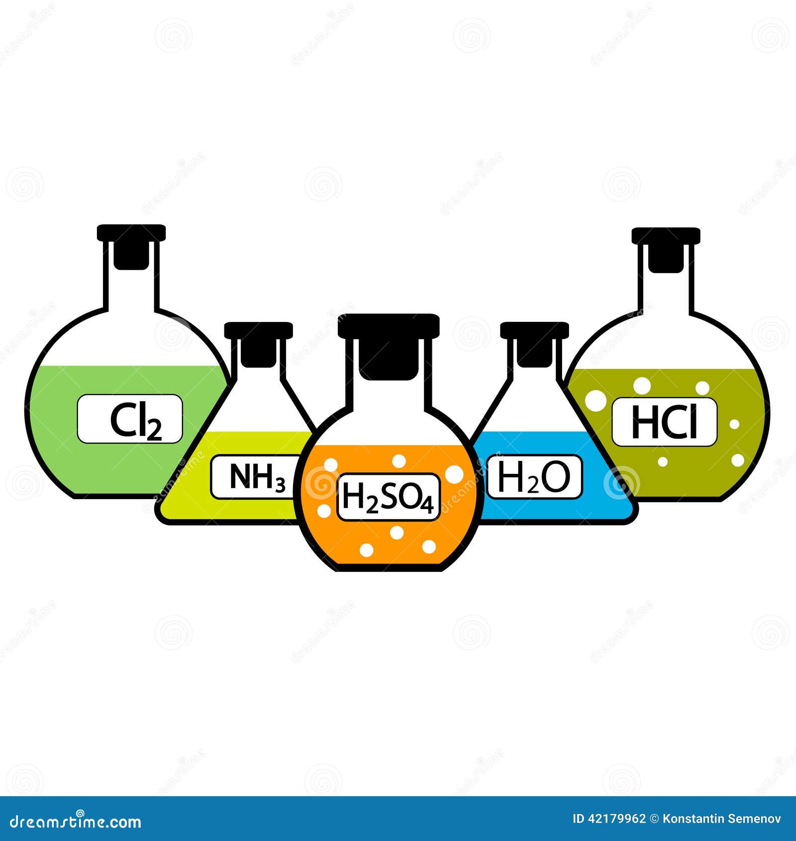 Frascos Del Laboratorio Con Las Sustancias Químicas Ilustración del ...