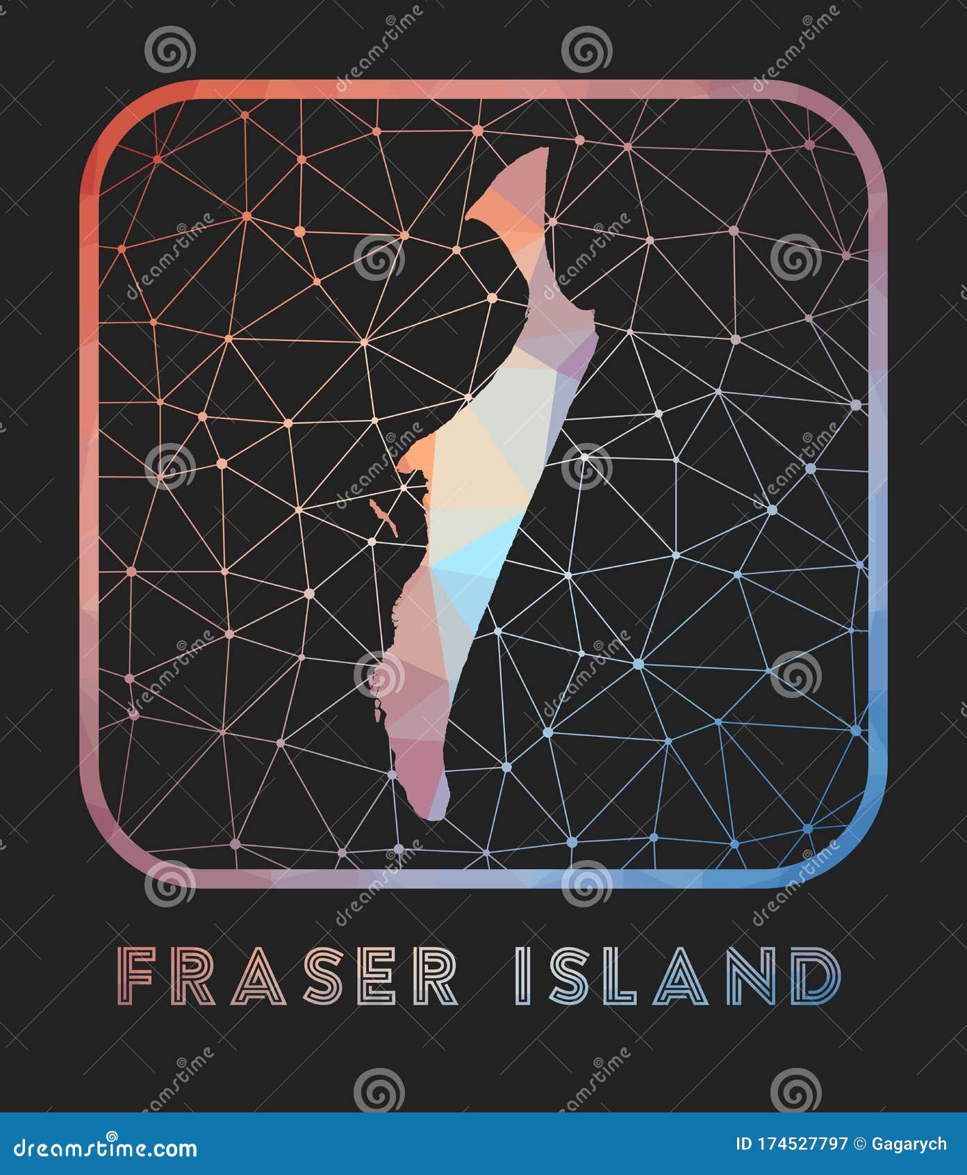 Fraser Island map design. stock vector. Illustration of graphic - 174527797