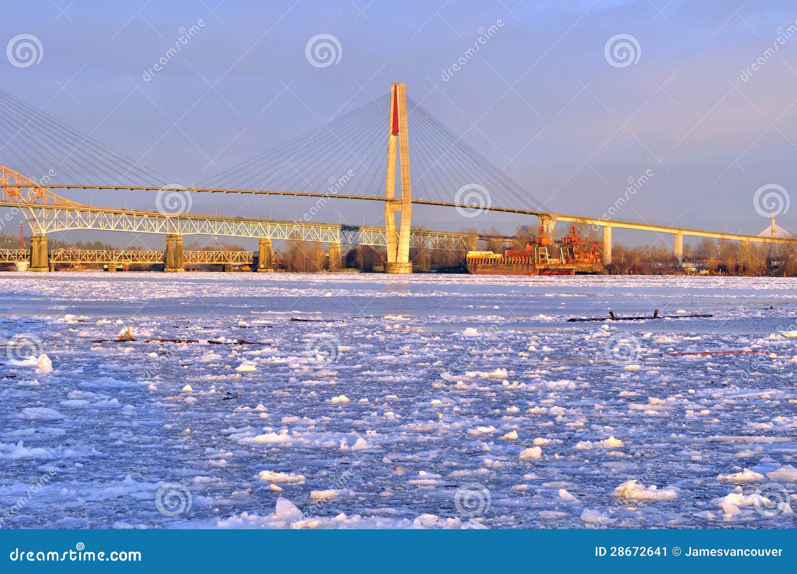 Fraser River Full of Floating Ice Stock Image - Image of canada, blue ...