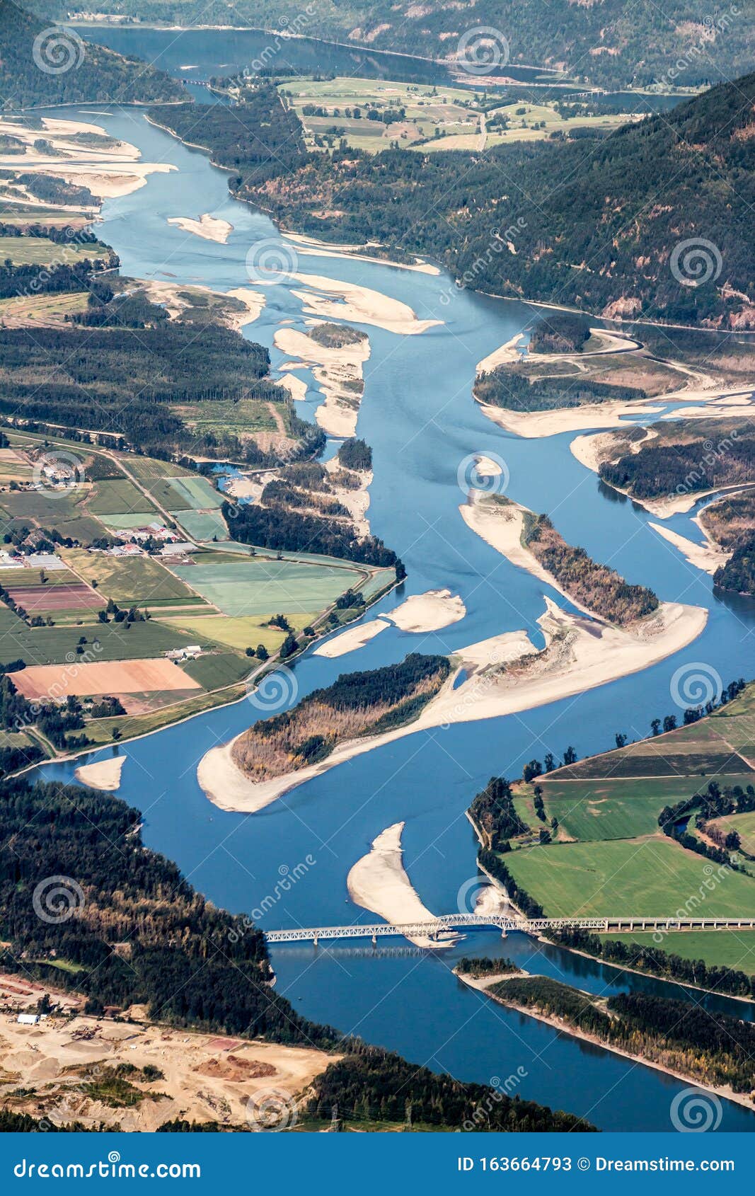 Fraser River Winding through Fraser Valley, Lower Mainland, British ...