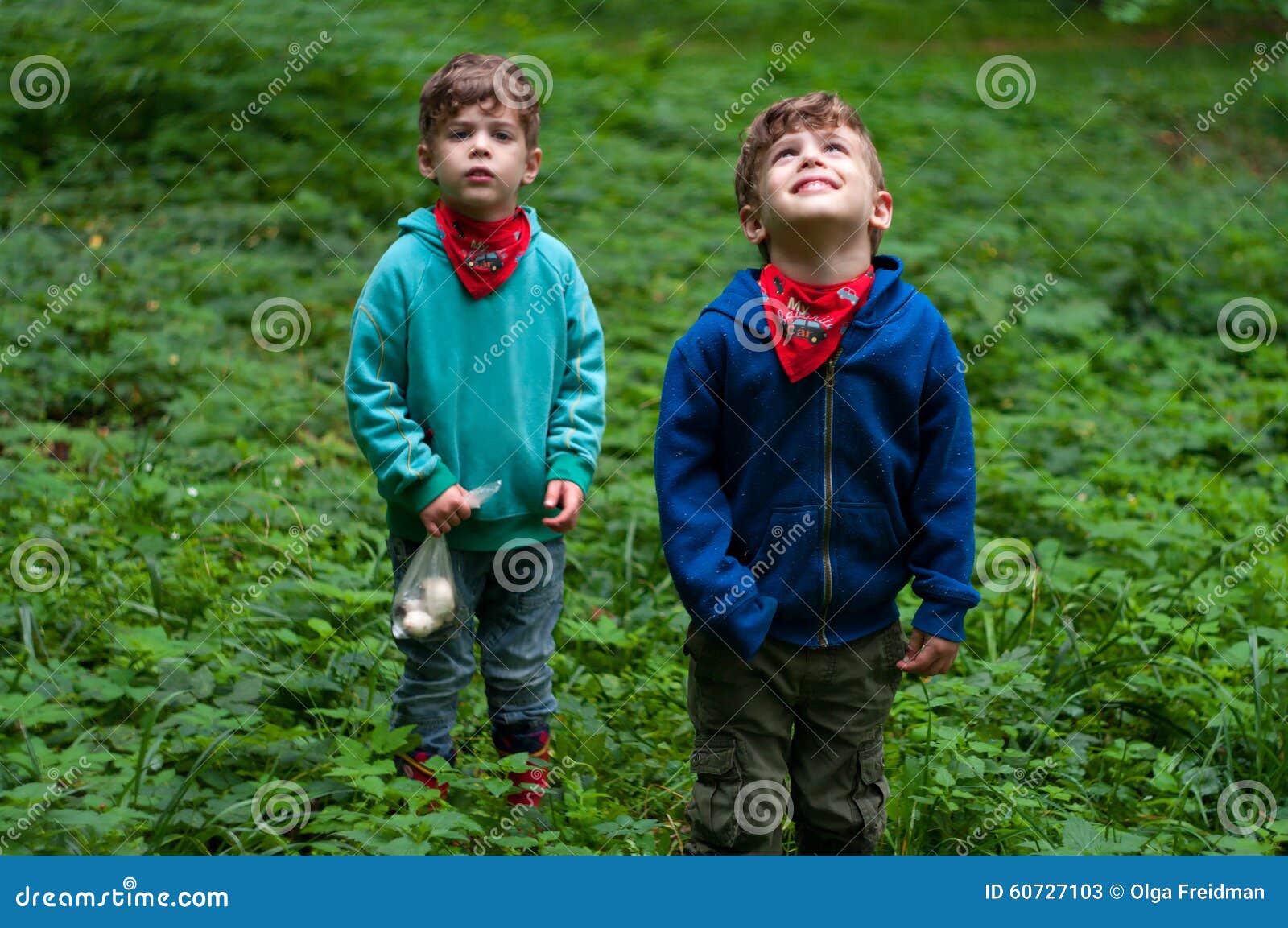 Fratelli Di Gemelli Monozigoti Nei Boschetti Della Foresta Immagine ...