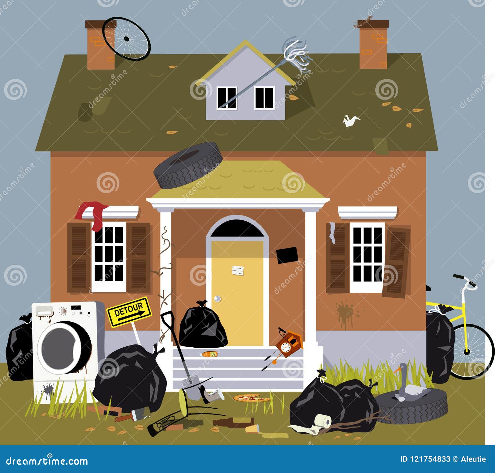 Fraternity House Unkept and Dirty Stock Vector - Illustration of yard ...