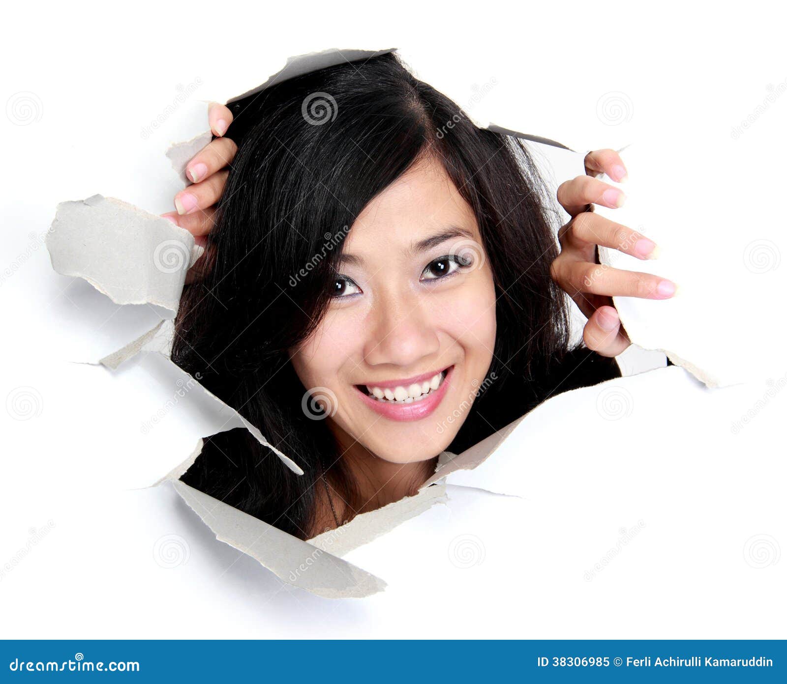 Frau, Die Durch Ein Loch Schaut Stockbild - Bild von geheimnis ...