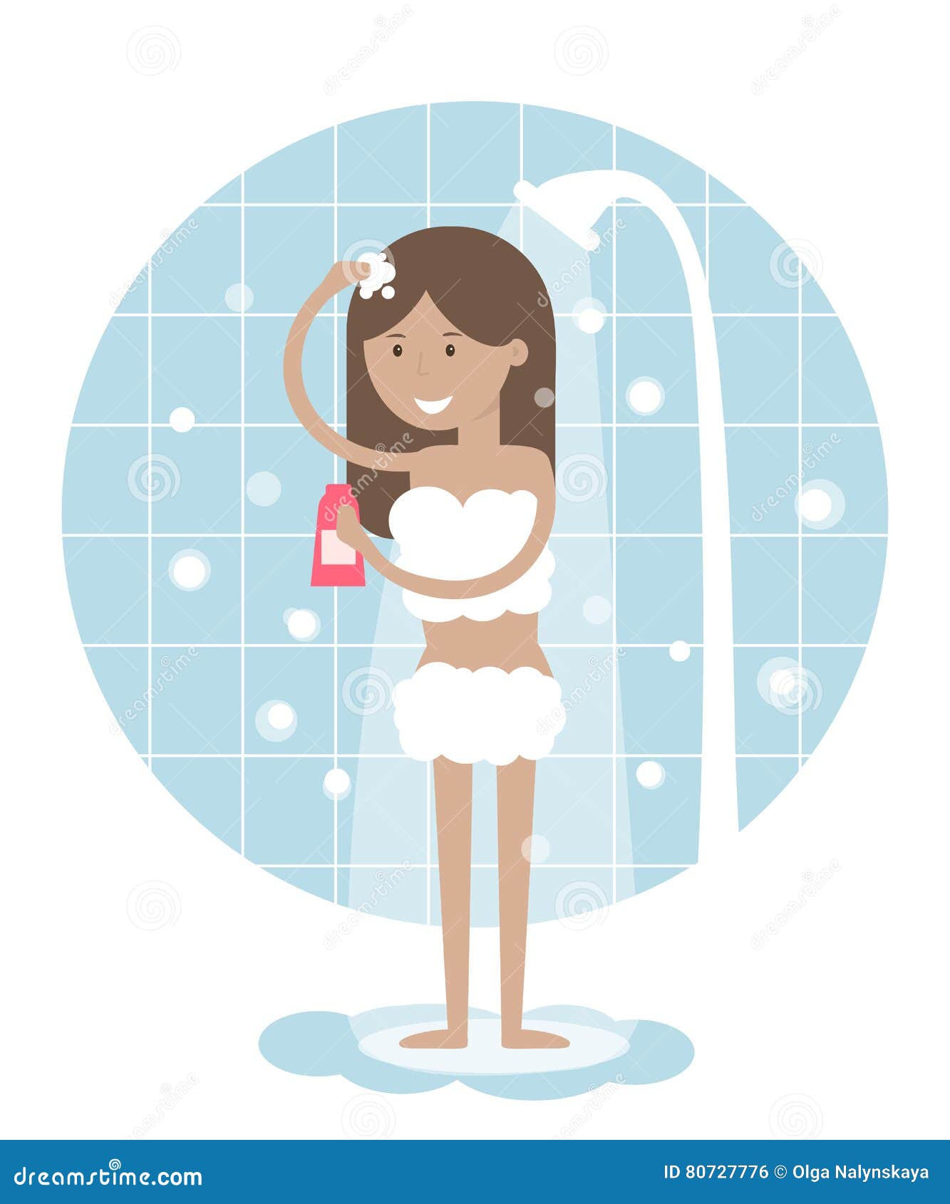 Frau, Die Eine Dusche Nimmt Vektor Abbildung - Illustration von kopf ...