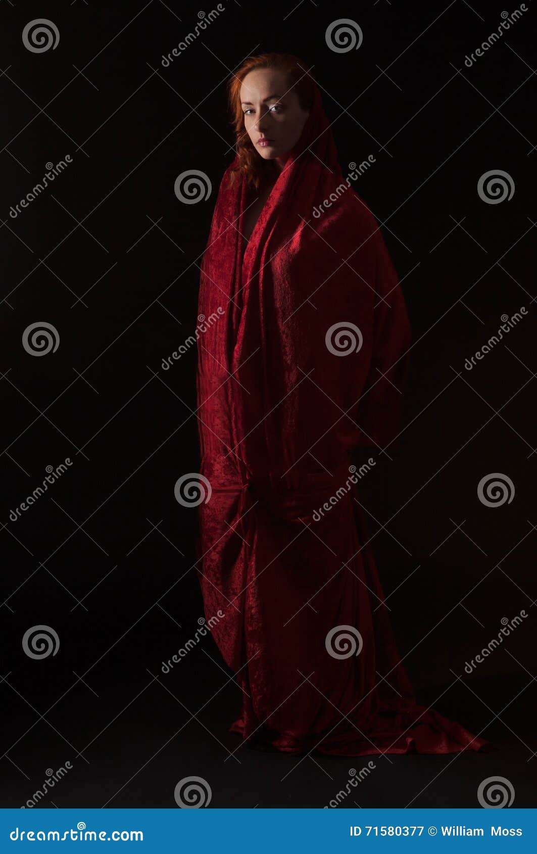 Frau Drapiert Im Roten Samt-Gewebe Stockbild - Bild von samt, kunst ...