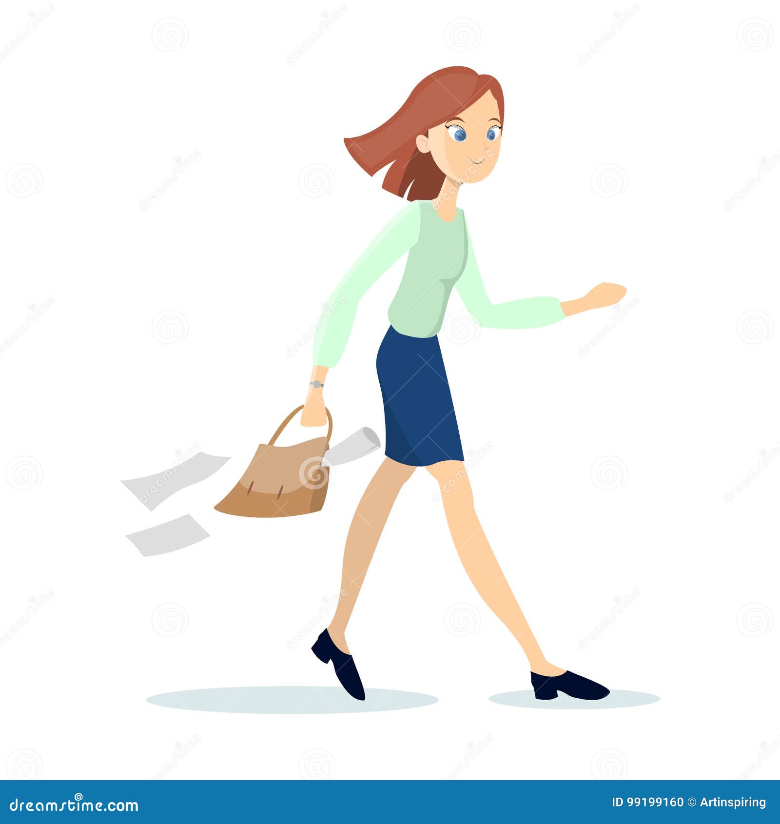 Frau gehen zu arbeiten vektor abbildung. Illustration von unternehmer ...