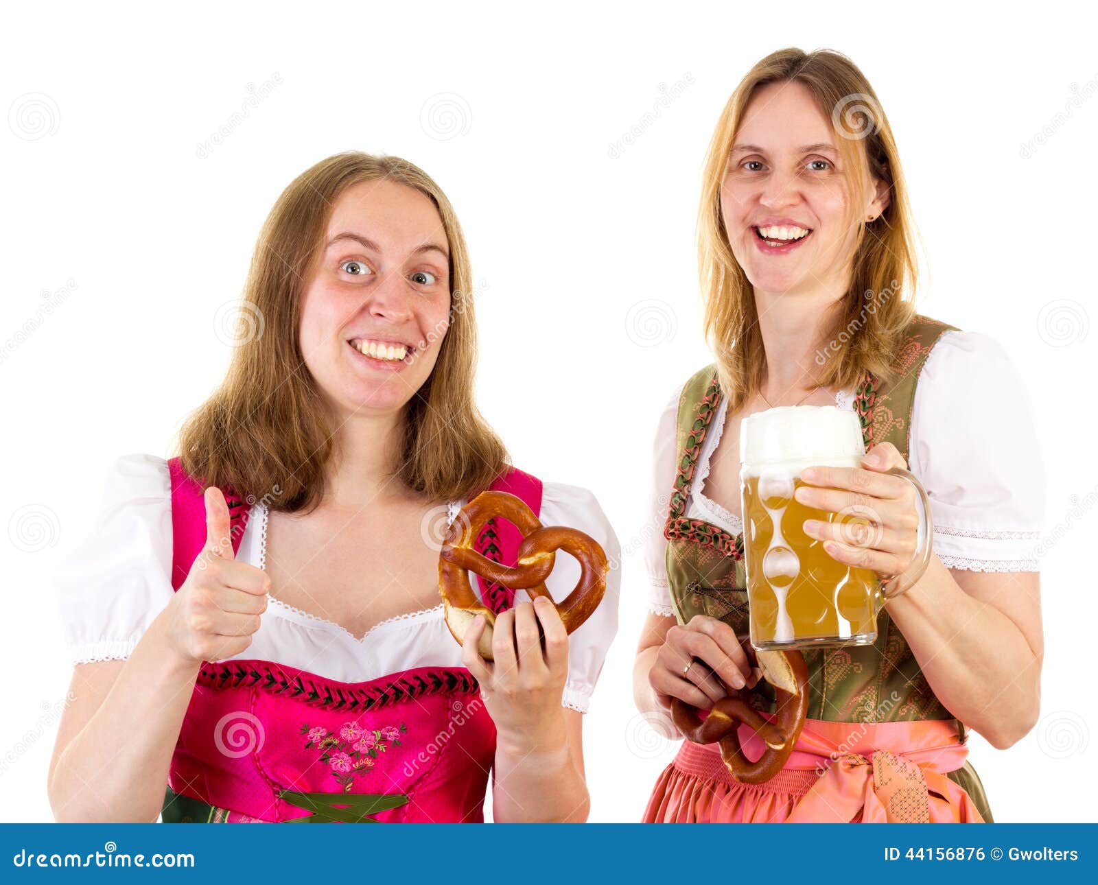 Frau Mit Der Brezel, Die Sich Daumen Zeigt Stockfoto - Bild von ...