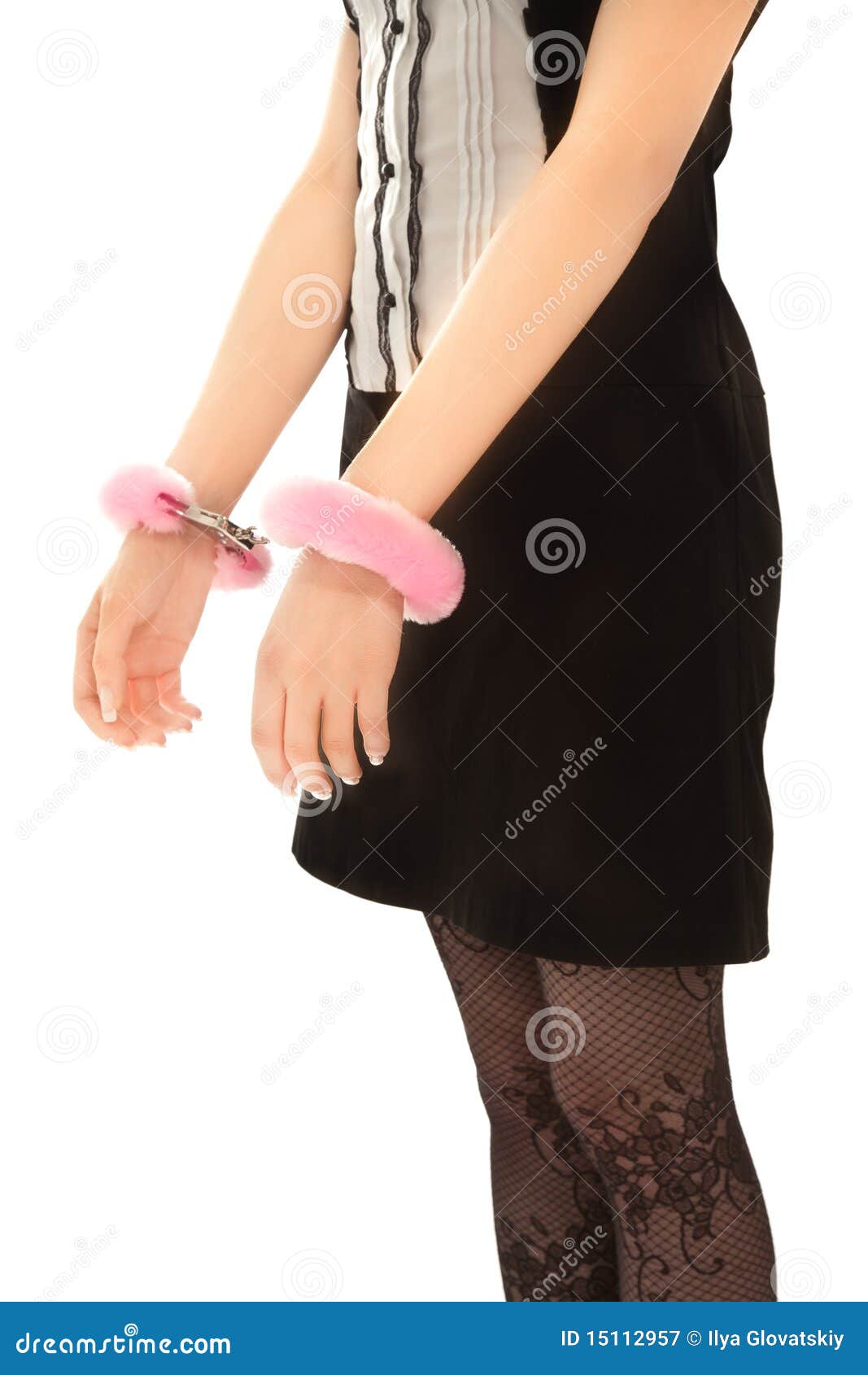 Frau Mit Handschellen Auf Ihrer Hand Stockbild - Bild von handschellen ...