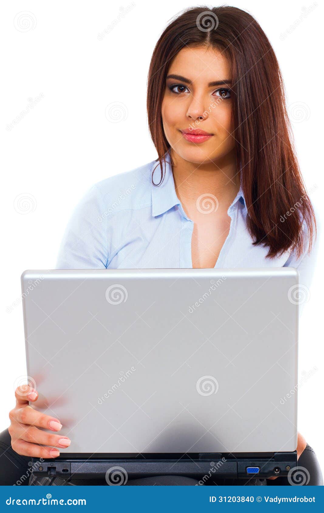 Frau mit Laptop stockfoto. Bild von nett, beiläufig, hintergrund - 31203840