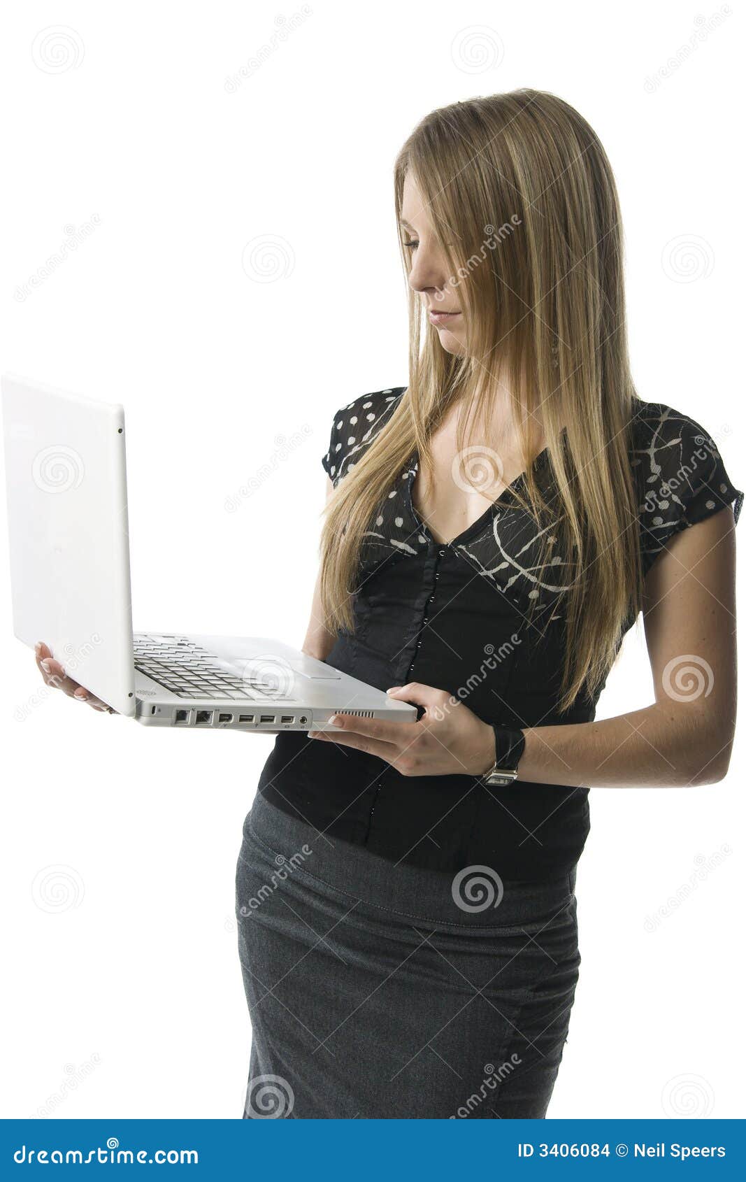 Frau Mit Laptop-Computer Bild. Bild: 3406084