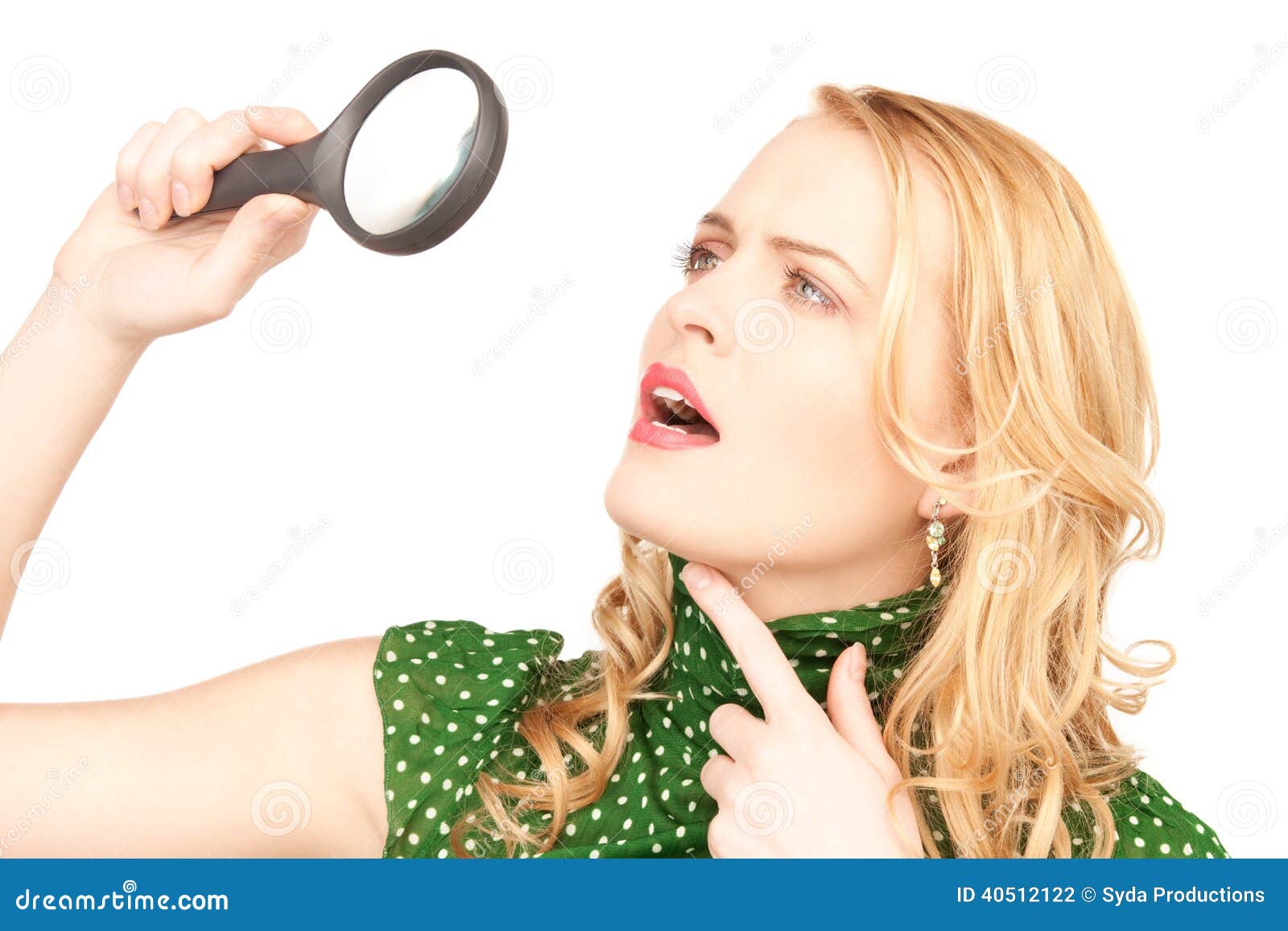 Frau mit Lupe stockfoto. Bild von herrlich, person, erforschung - 40512122