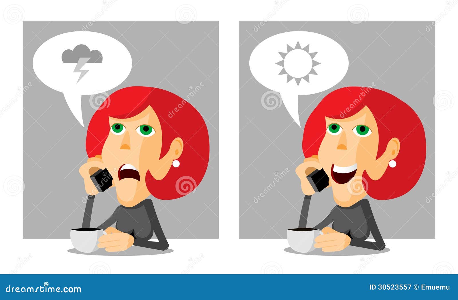 Frau am Telefon vektor abbildung. Illustration von zelle - 30523557