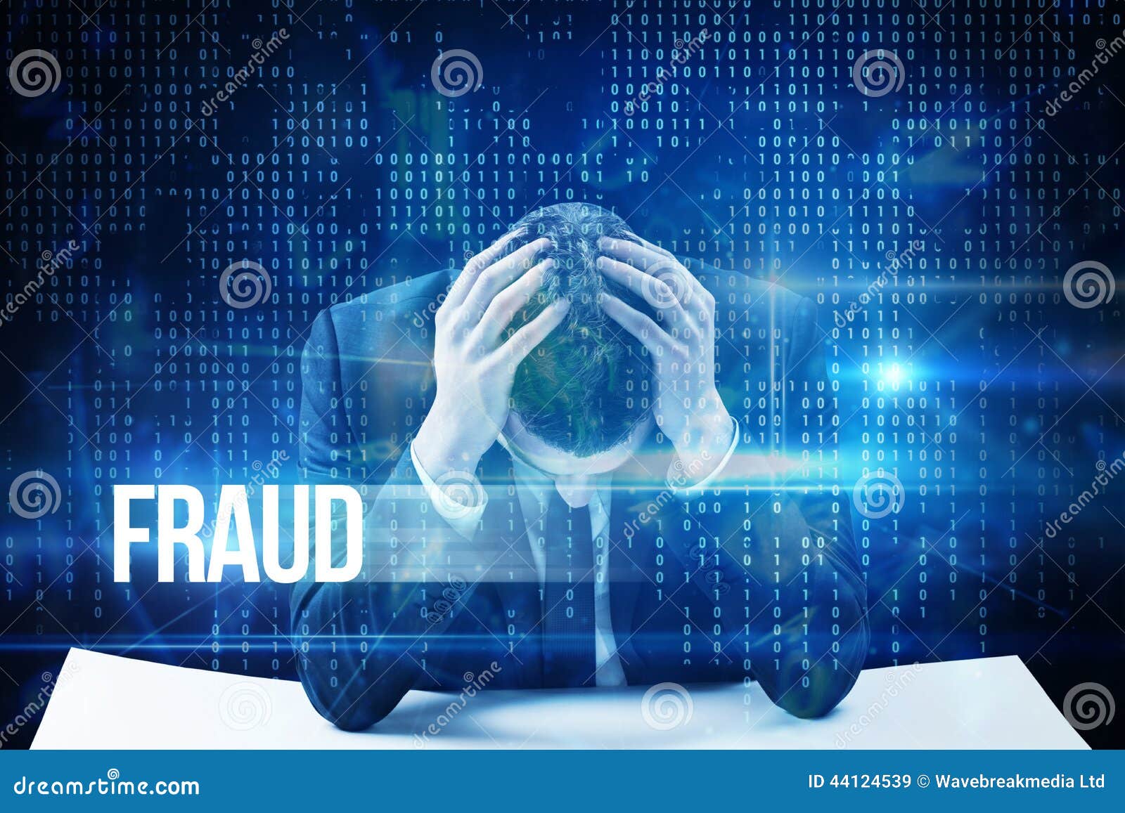 Fraud Against Blue Technology Interface with Binary Code Stock Image ...