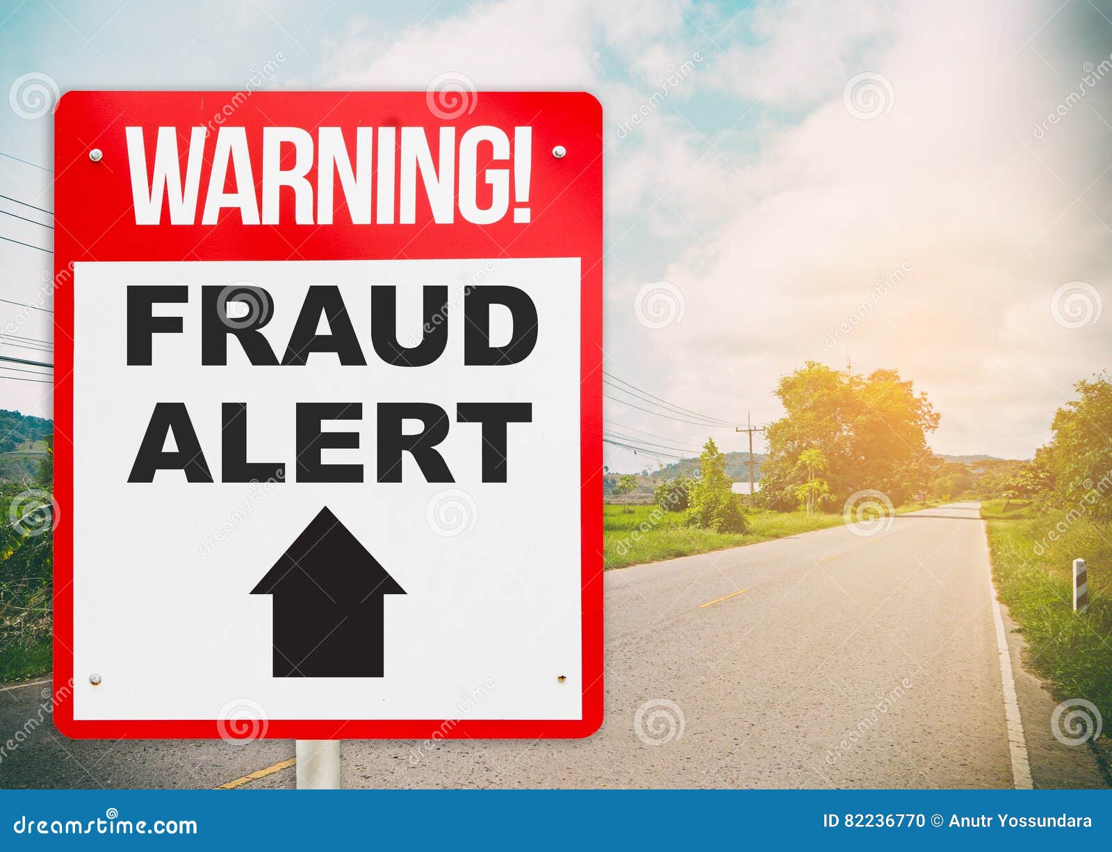 Fraud Alert Ahead Warning Signage on the Road Stock Photo - Image of ...