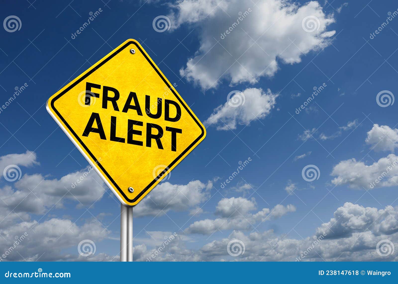Fraud Alert Road Warning Sign Stock Photo - Image of scam, criminal ...