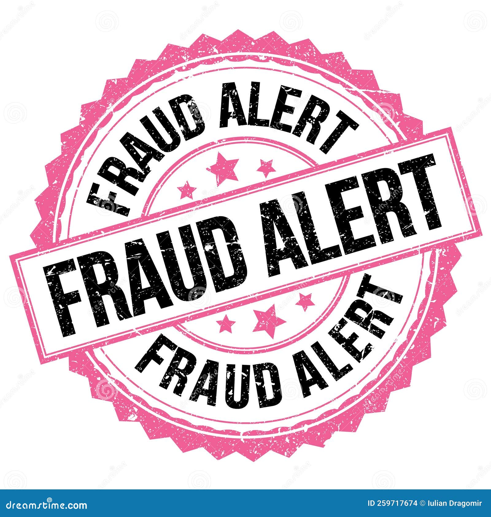 FRAUD ALERT Text on Pink-black Round Stamp Sign Stock Illustration ...