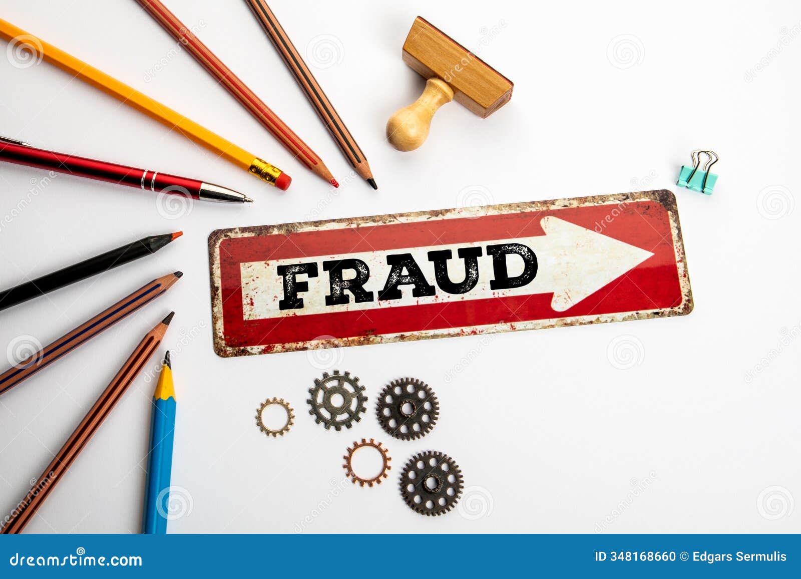 Fraud Concept. Red Direction Arrow with Text on White Office Desk Stock ...