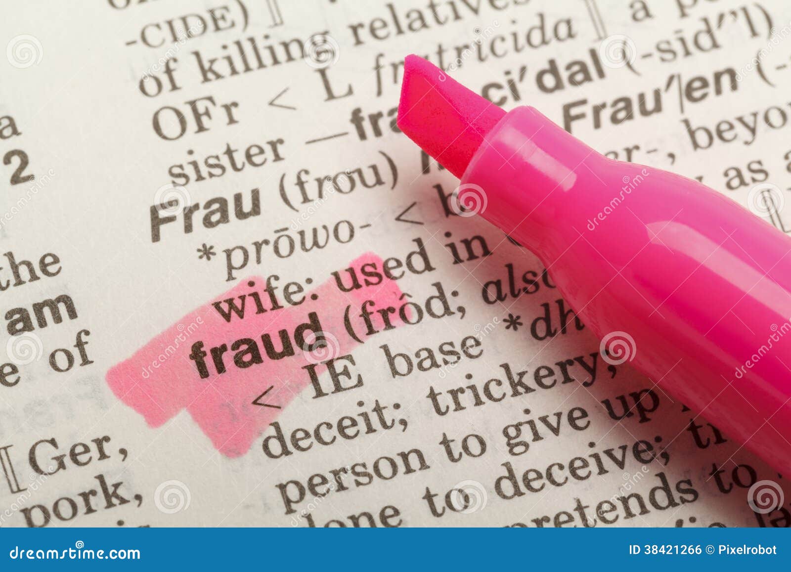 Fraud Definition stock photo. Image of text, highlight - 38421266
