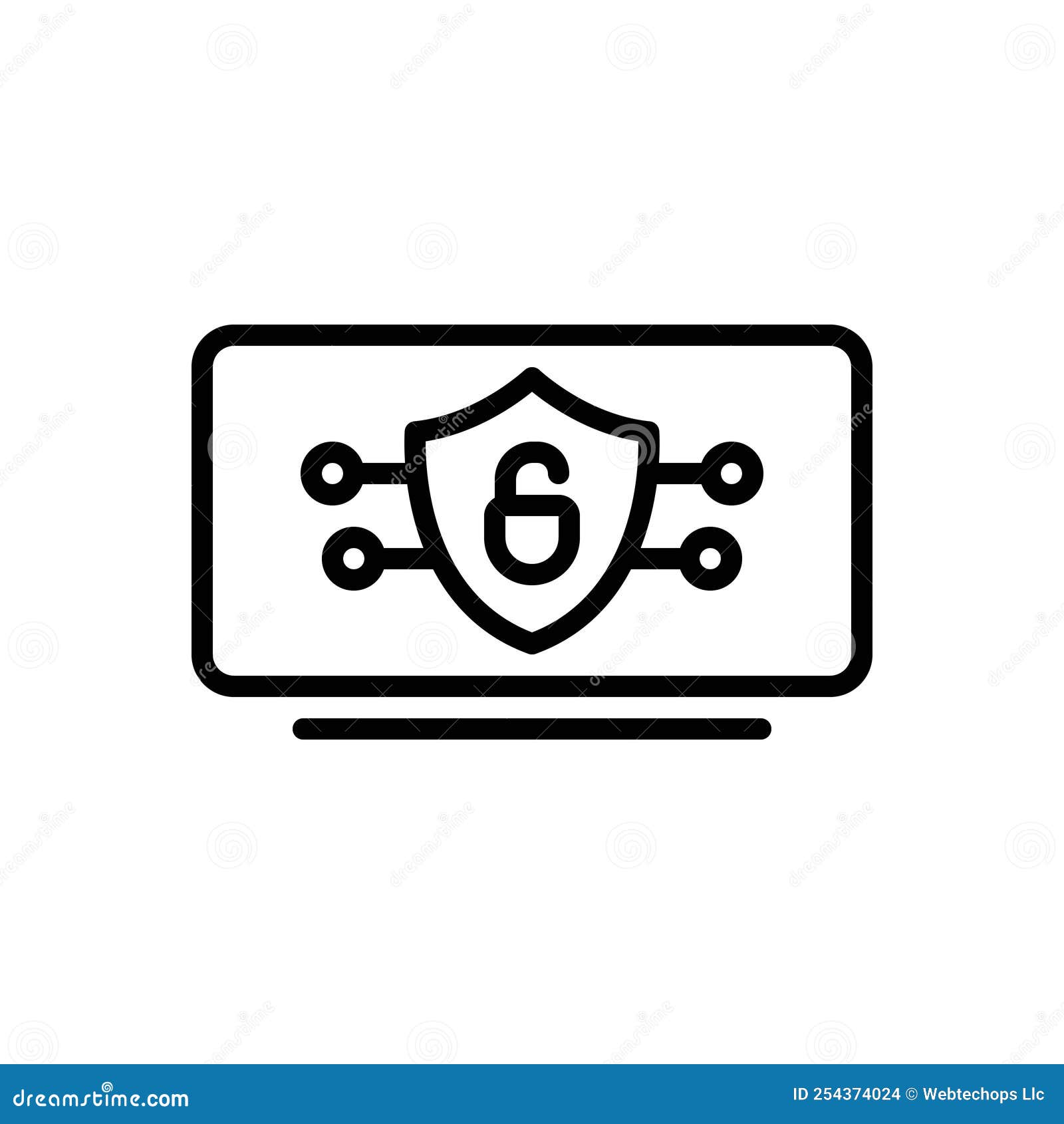Black Line Icon for Fraud, Hacker and Computer Stock Illustration ...