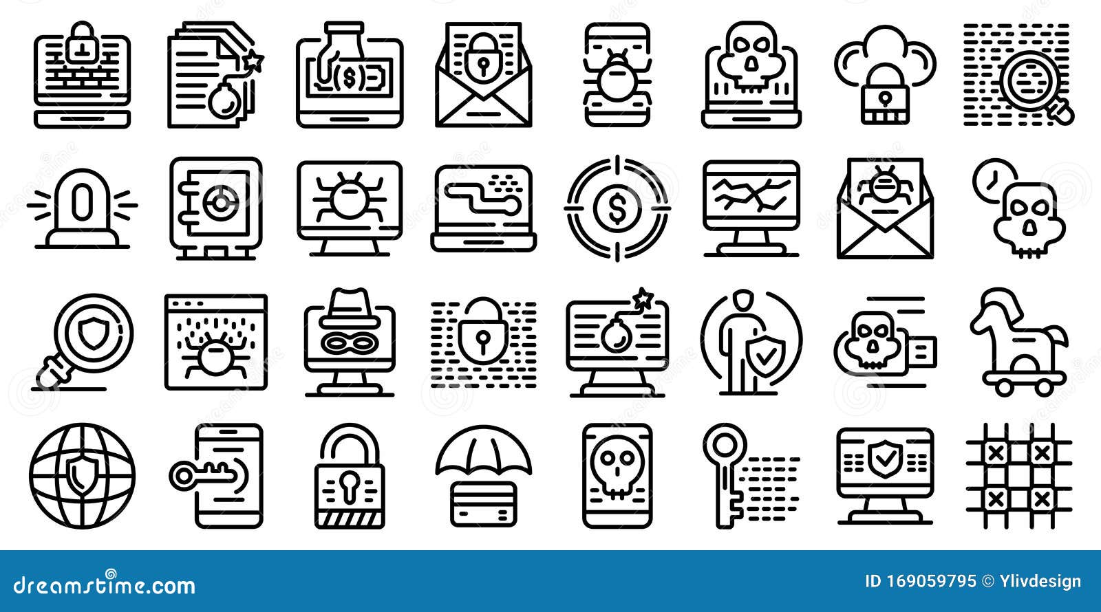 Fraud Icons Set, Outline Style Stock Vector - Illustration of logo ...