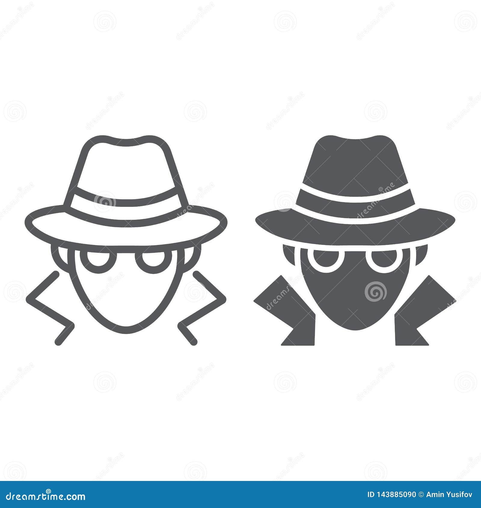 Fraud Line and Glyph Icon, Anonymity and Agent, Spy Sign, Vector ...