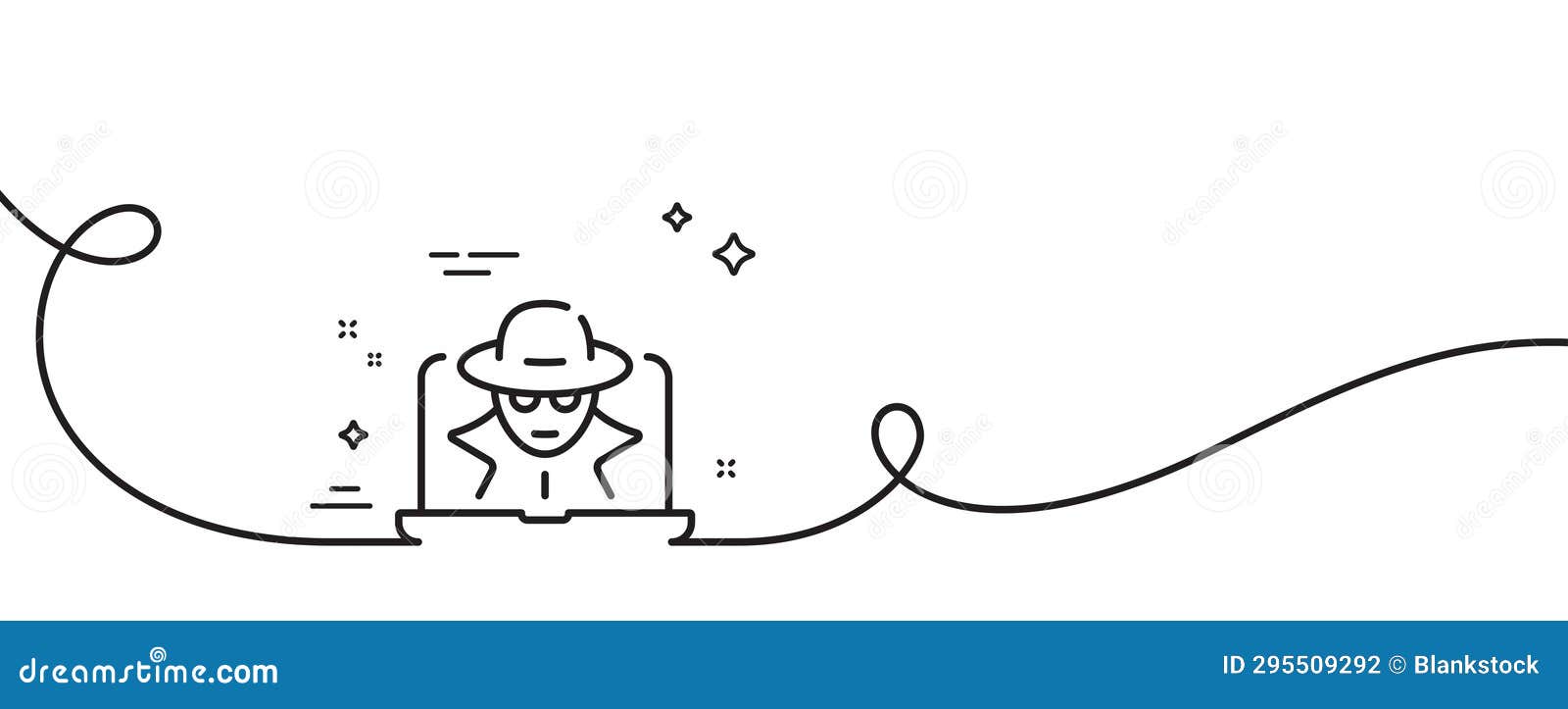 Fraud Line Icon. Spy of Thief Sign. Continuous Line with Curl. Vector ... Fraud Line Icon. Spy of Thief Sign. Continuous Line with Curl. Vector ...