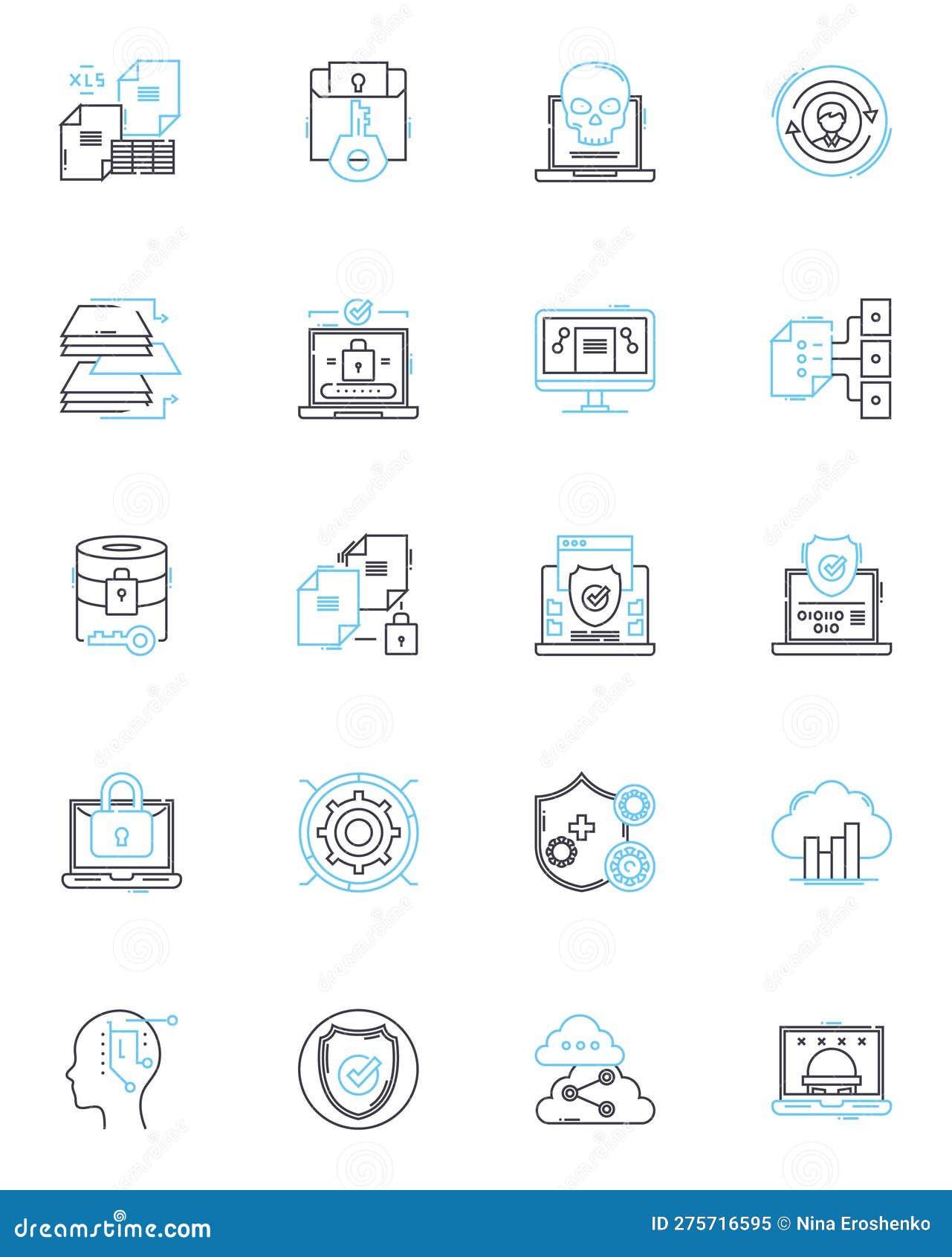 Fraud Prevention Linear Icons Set Security Verification Authentication Trust Compliance