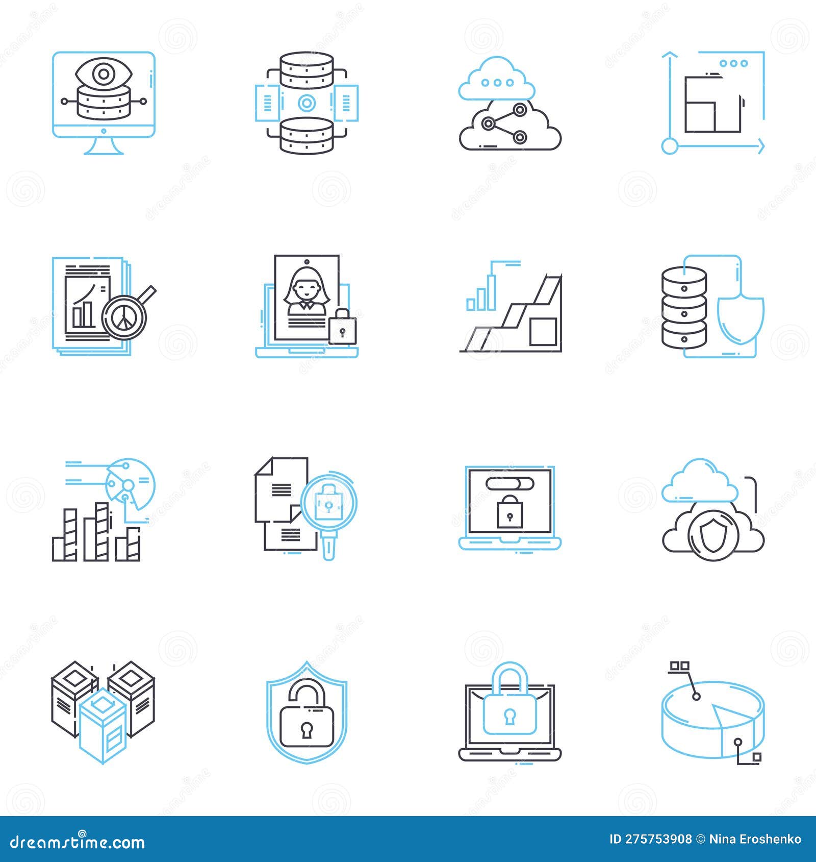 Fraud Prevention Linear Icons Set Security Verification Authentication Trust Compliance