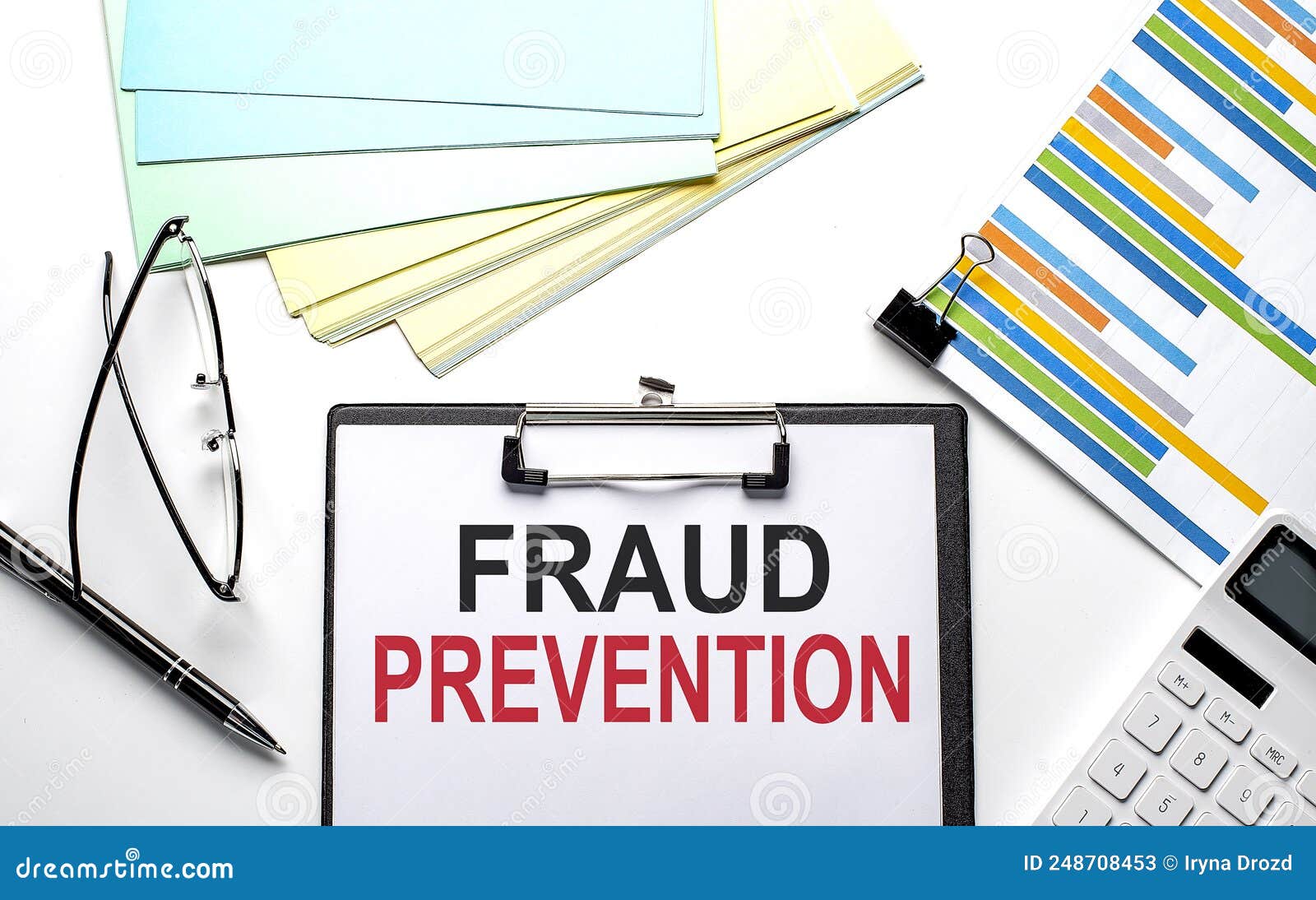 FRAUD PREVENTION Text on the Paper Sheet with Chart,color Paper and ...