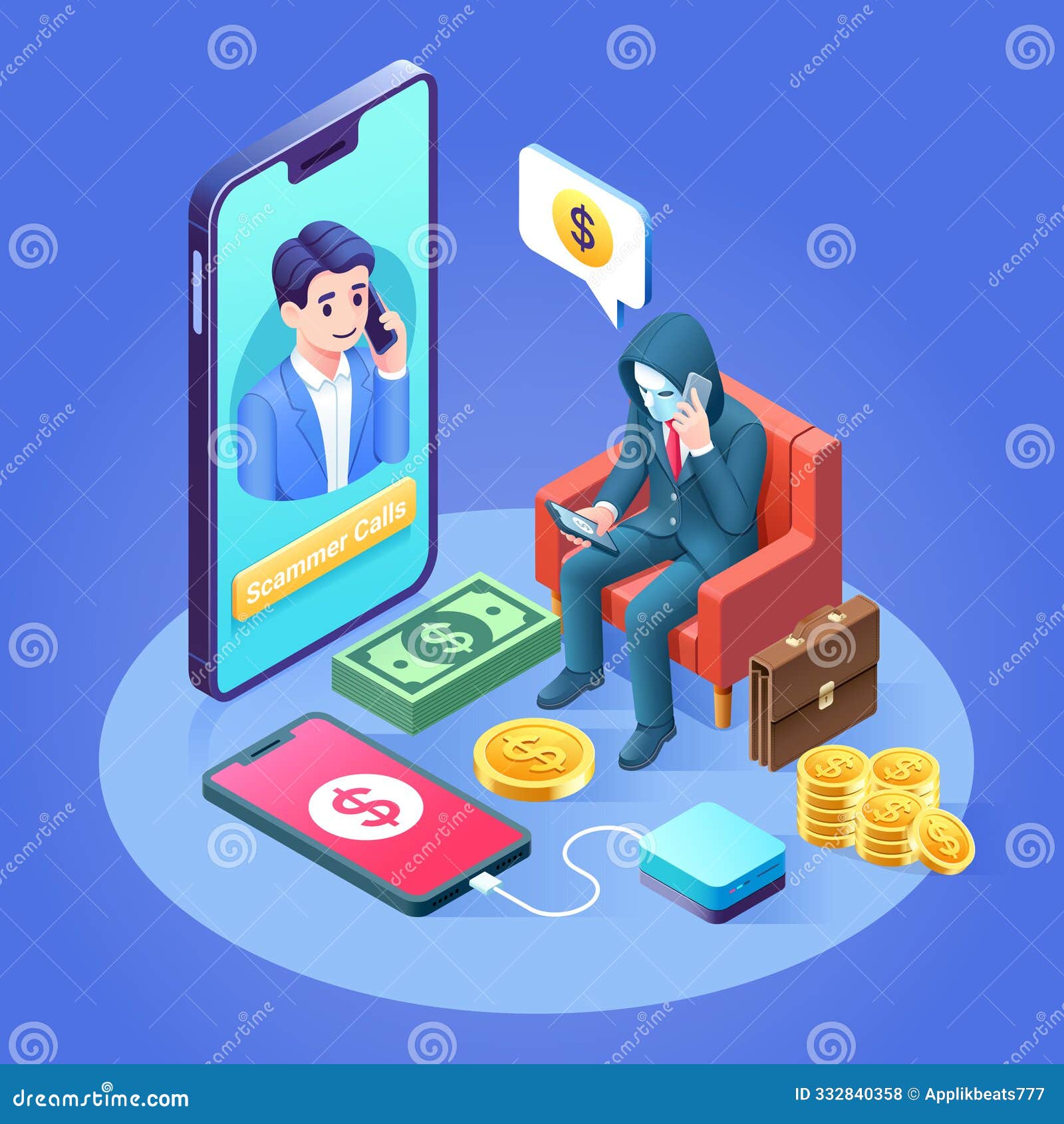 Fraud Scammer Isometric Illustration Stock Vector - Illustration of ...